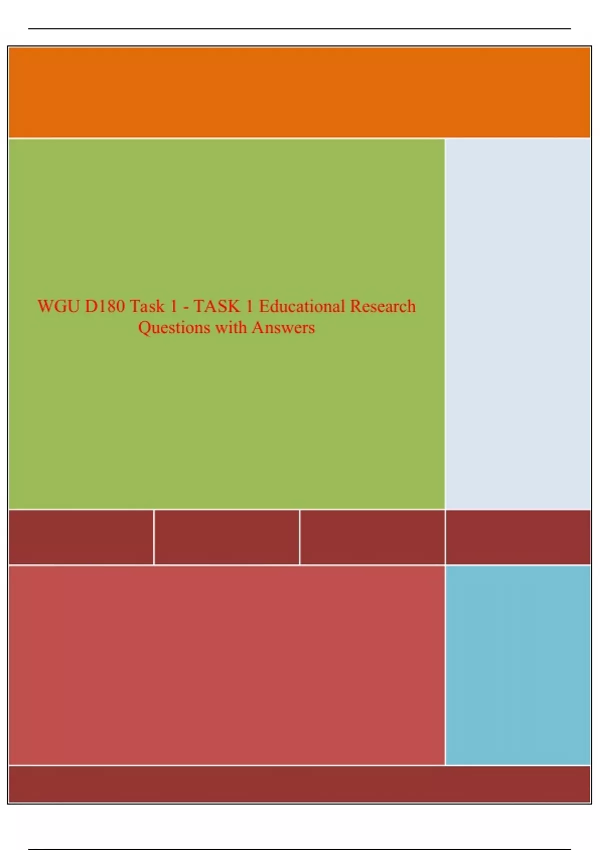 WGU D180 Task 1 - TASK 1 Educational Research Questions with Answers ...
