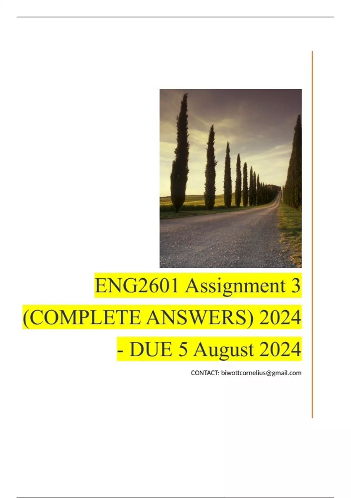 ENG2601 Assignment 3 (COMPLETE ANSWERS) 2024 - DUE 5 August 2024 ...