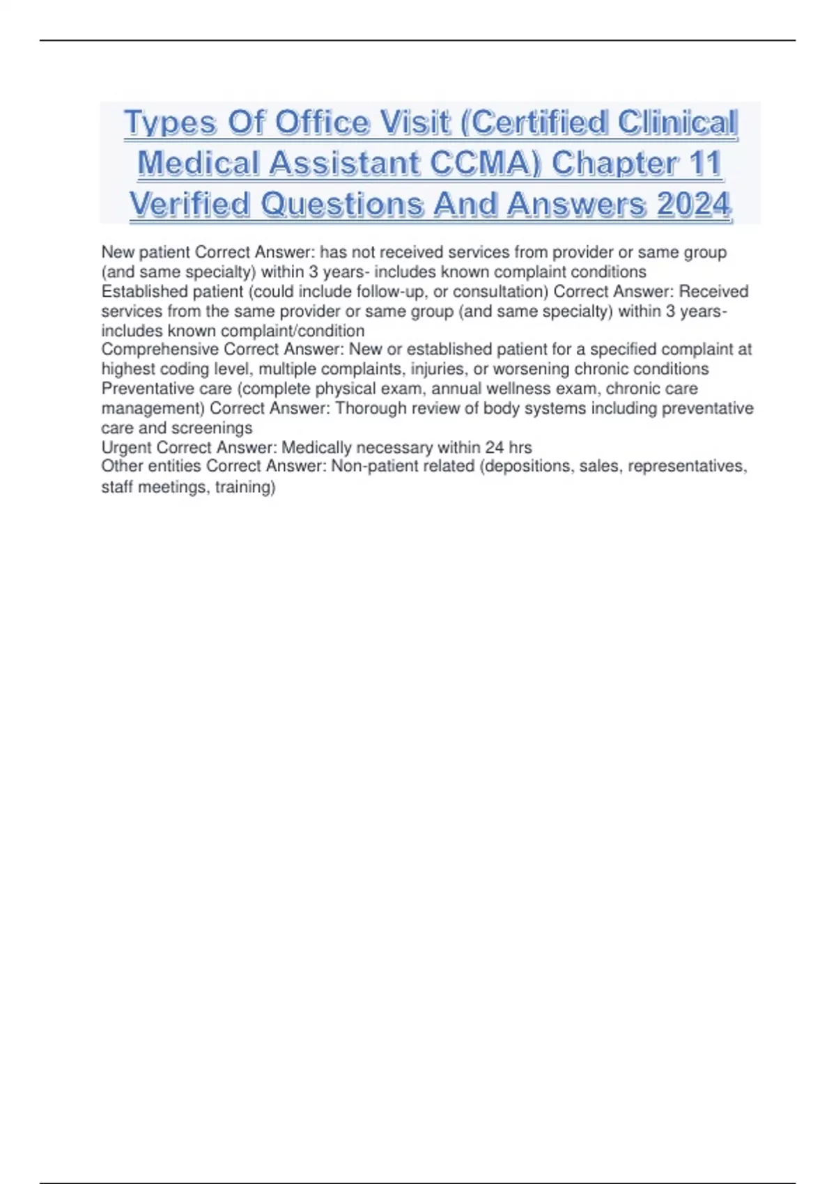 Types Of Office Visit (Certified Clinical Medical Assistant CCMA ...