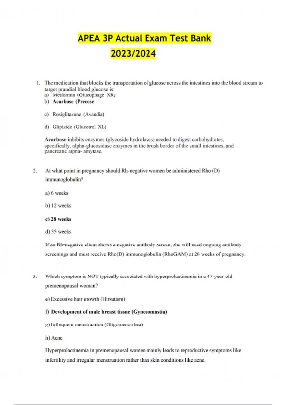 APEA 3P Actual Exam Test Bank 2023/2024 NEW VERSION PDF - APEA 3P ...