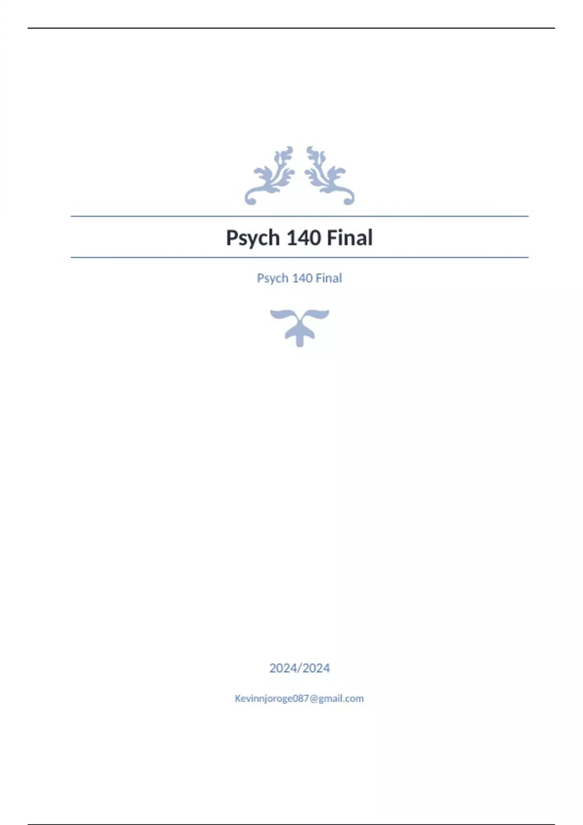 Psych 140 Final questions with complete solutions 2024 - PSYC 140 - Stuvia US