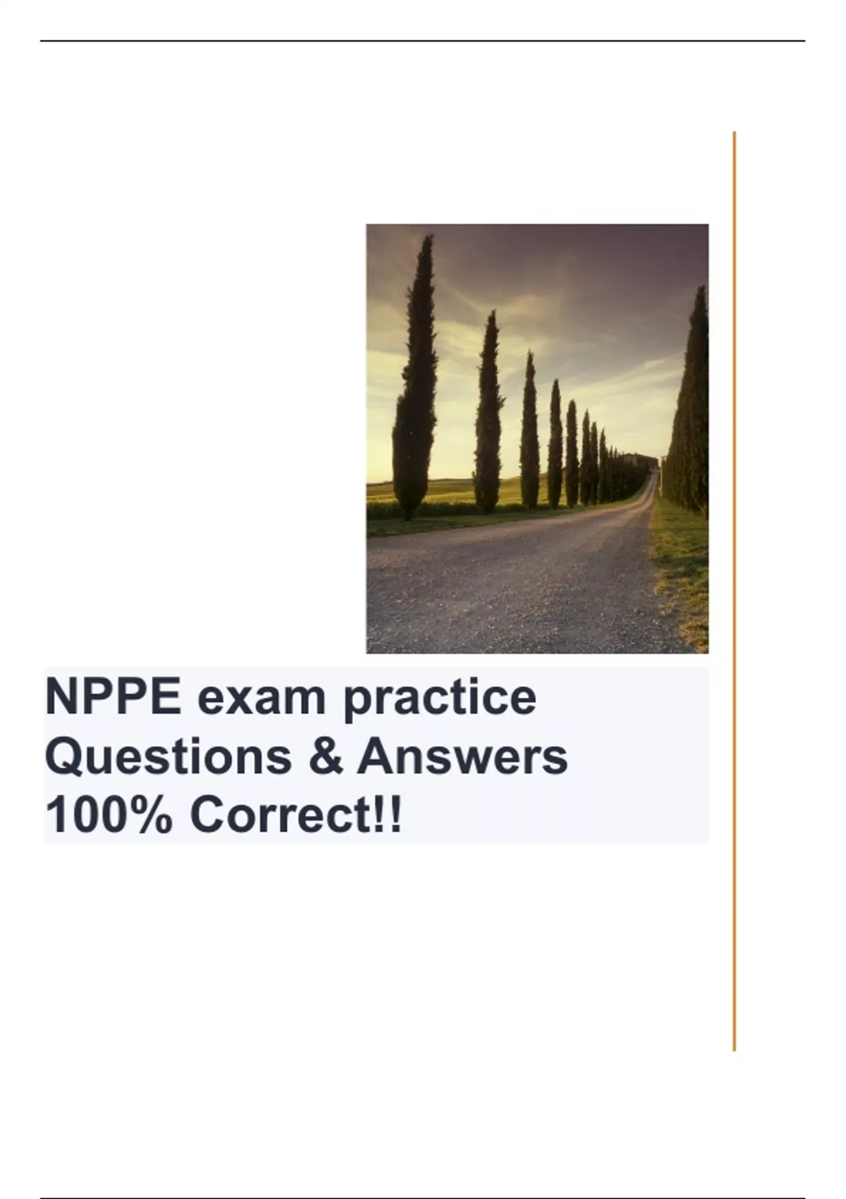 NPPE exam practice Questions & Answers 100% Correct!! - NPPE - Stuvia US