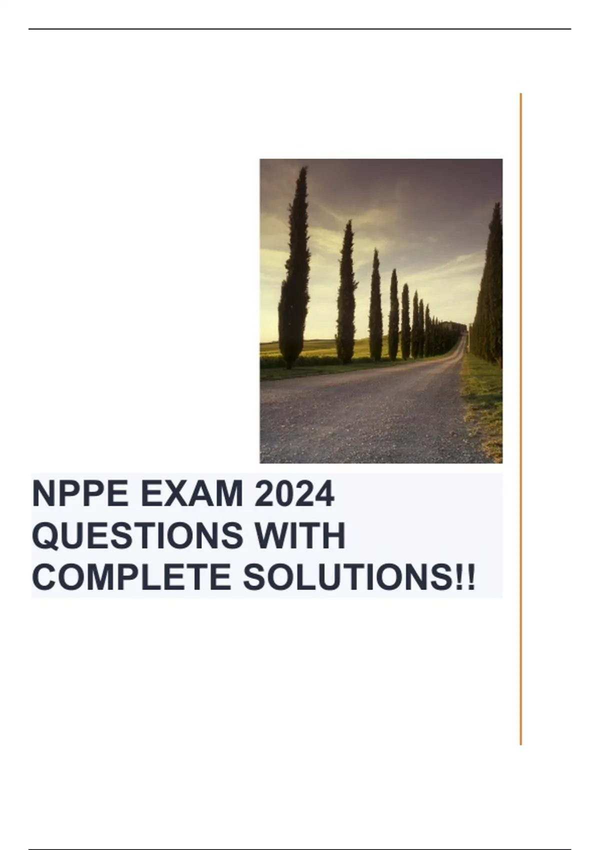 NPPE EXAM 2024 QUESTIONS WITH COMPLETE SOLUTIONS!! - NPPE - Stuvia US