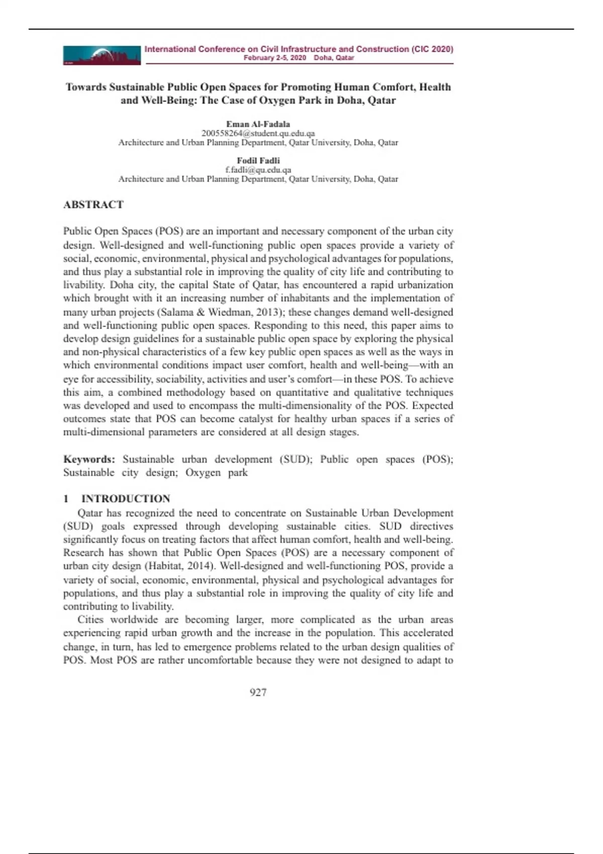 Towards Sustainable Public Open Spaces for Promoting Human Comfort ...