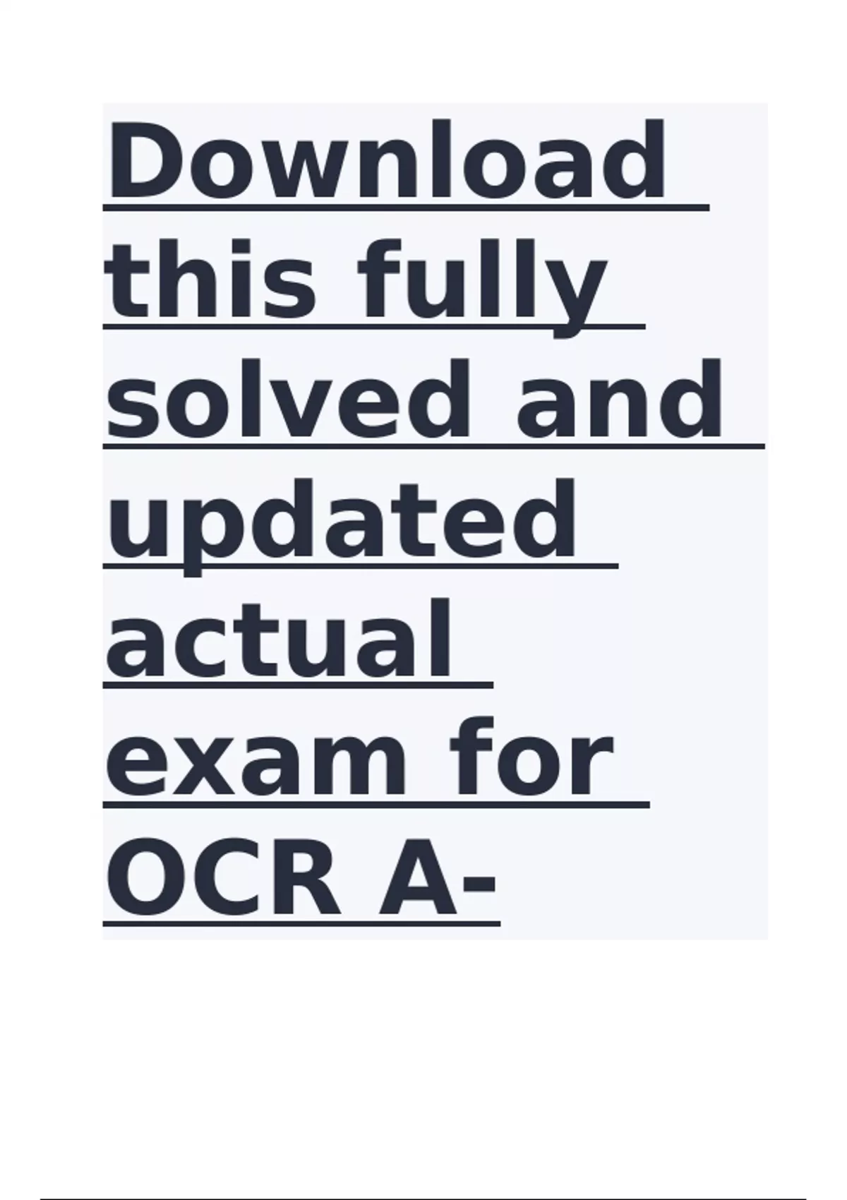Download this fully solved and updated actual exam for OCR A-Level History - Civil Rights in the ...