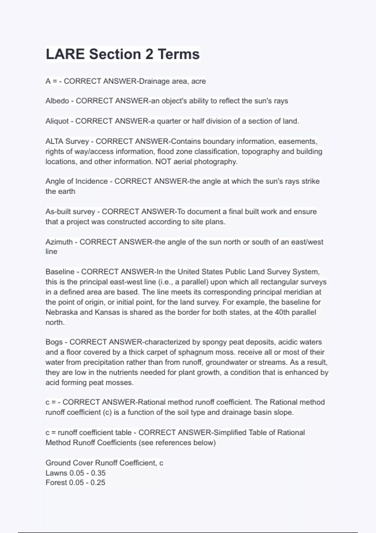 LARE Section 2 Terms Questions and Answers (2024/2025) (Verified ...