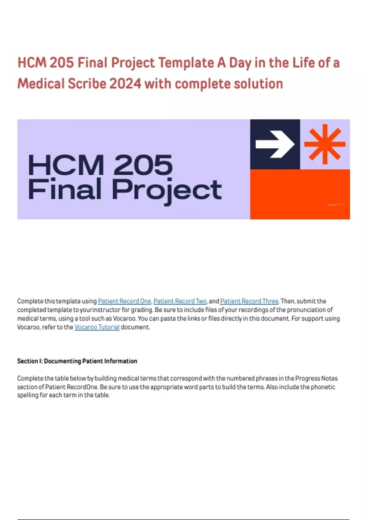 HCM 205 Final Project Template A Day in the Life of a Medical Scribe ...