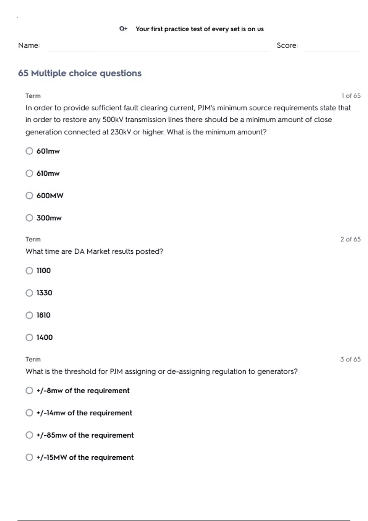 PJM GENERATION OPERATION EXAM 2024 QUESTIONS WITH COMPLETE SOLUTIONS ...