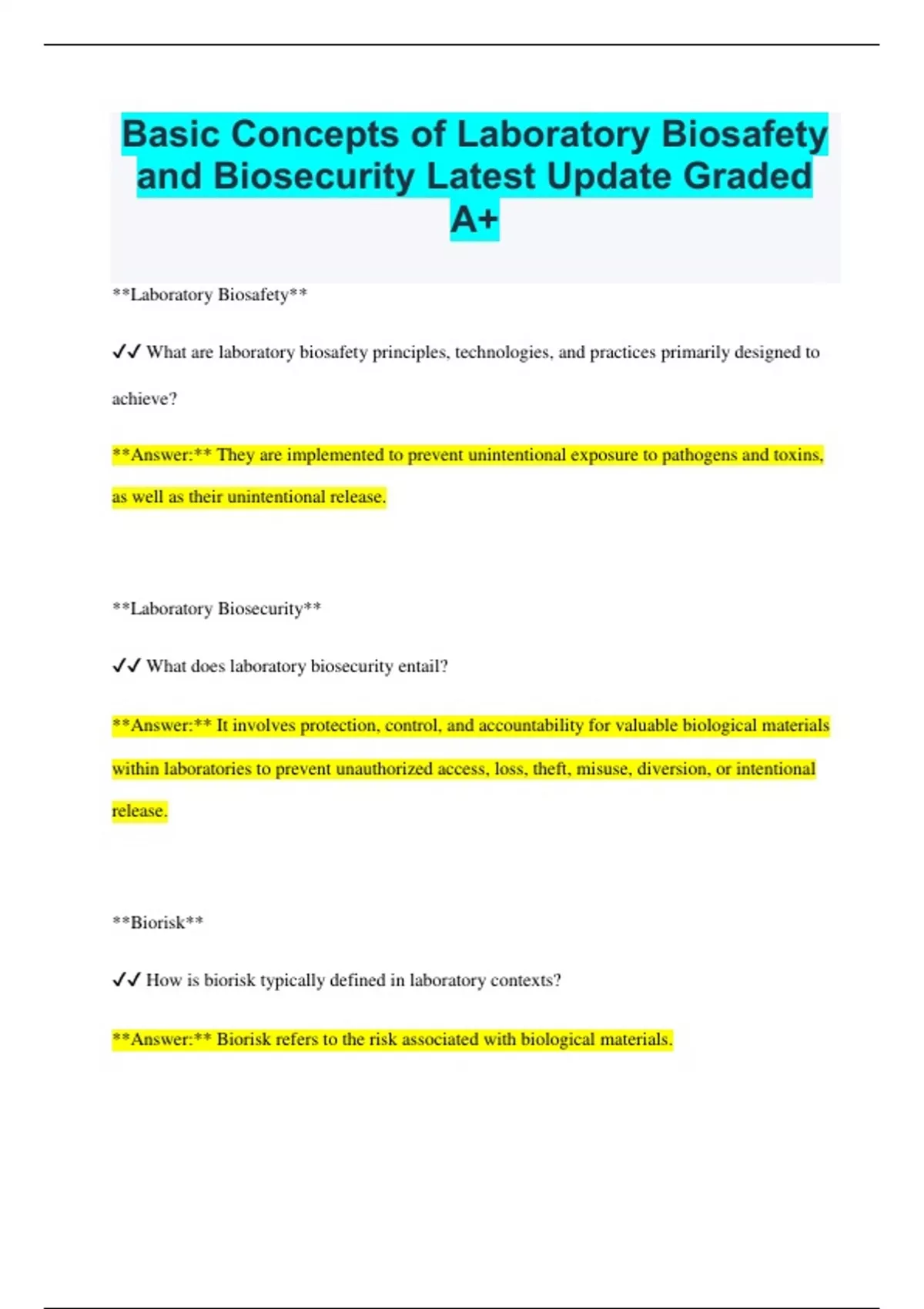 Basic Concepts of Laboratory Biosafety and Biosecurity Latest Update ...