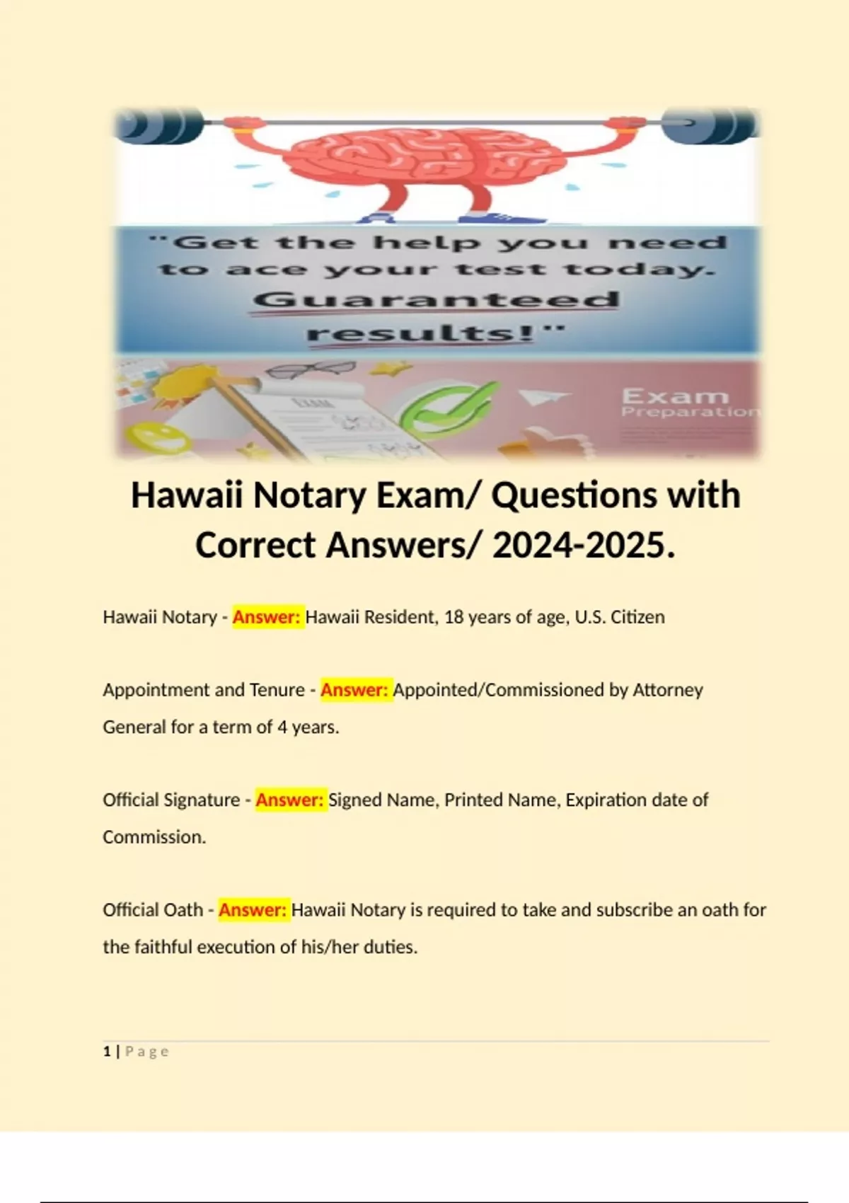 Hawaii Notary Exam/ Questions with Correct Answers/ . - Hawaii notary ...
