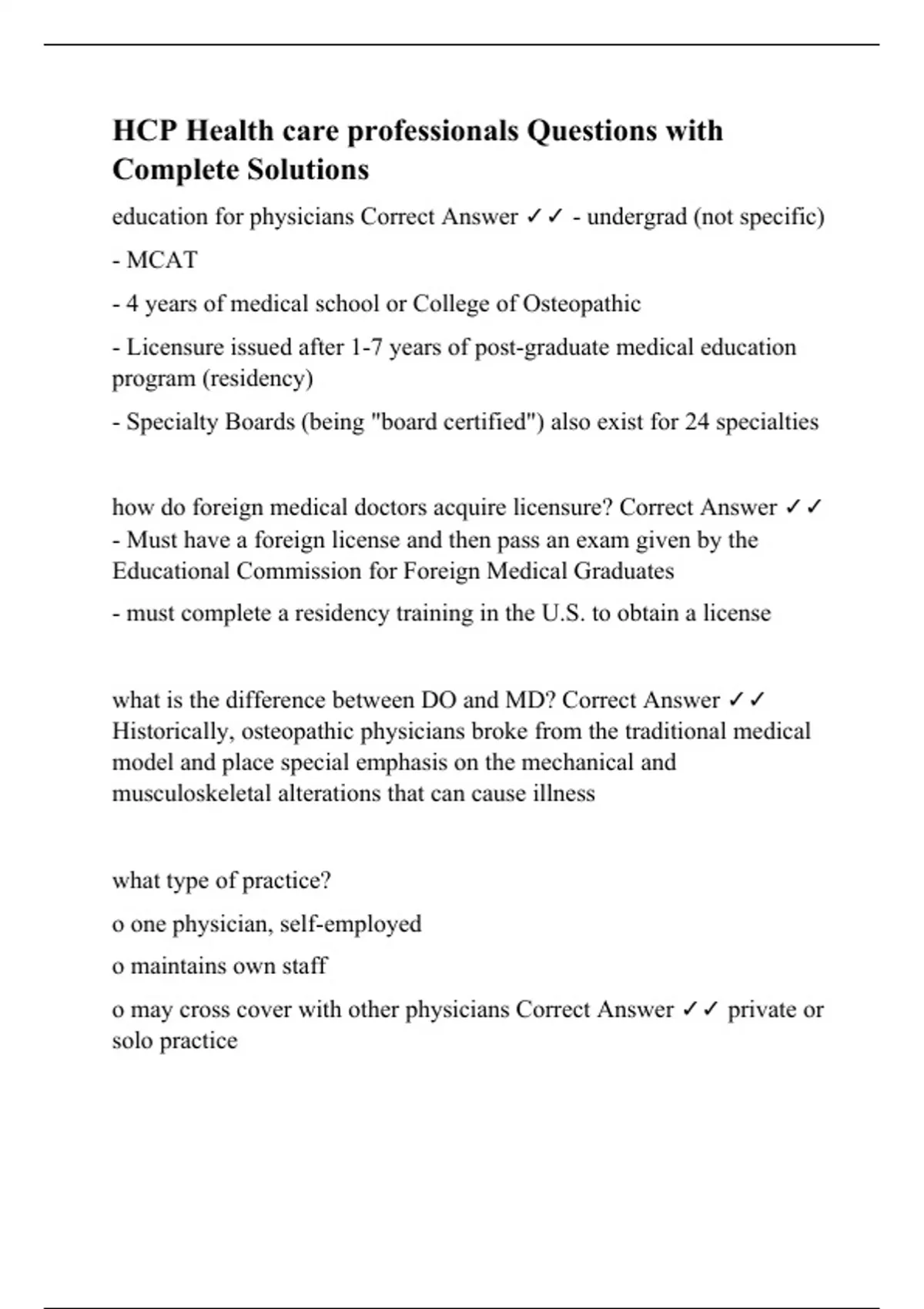 HCP Health care professionals Questions with Complete Solutions - AJATC ...
