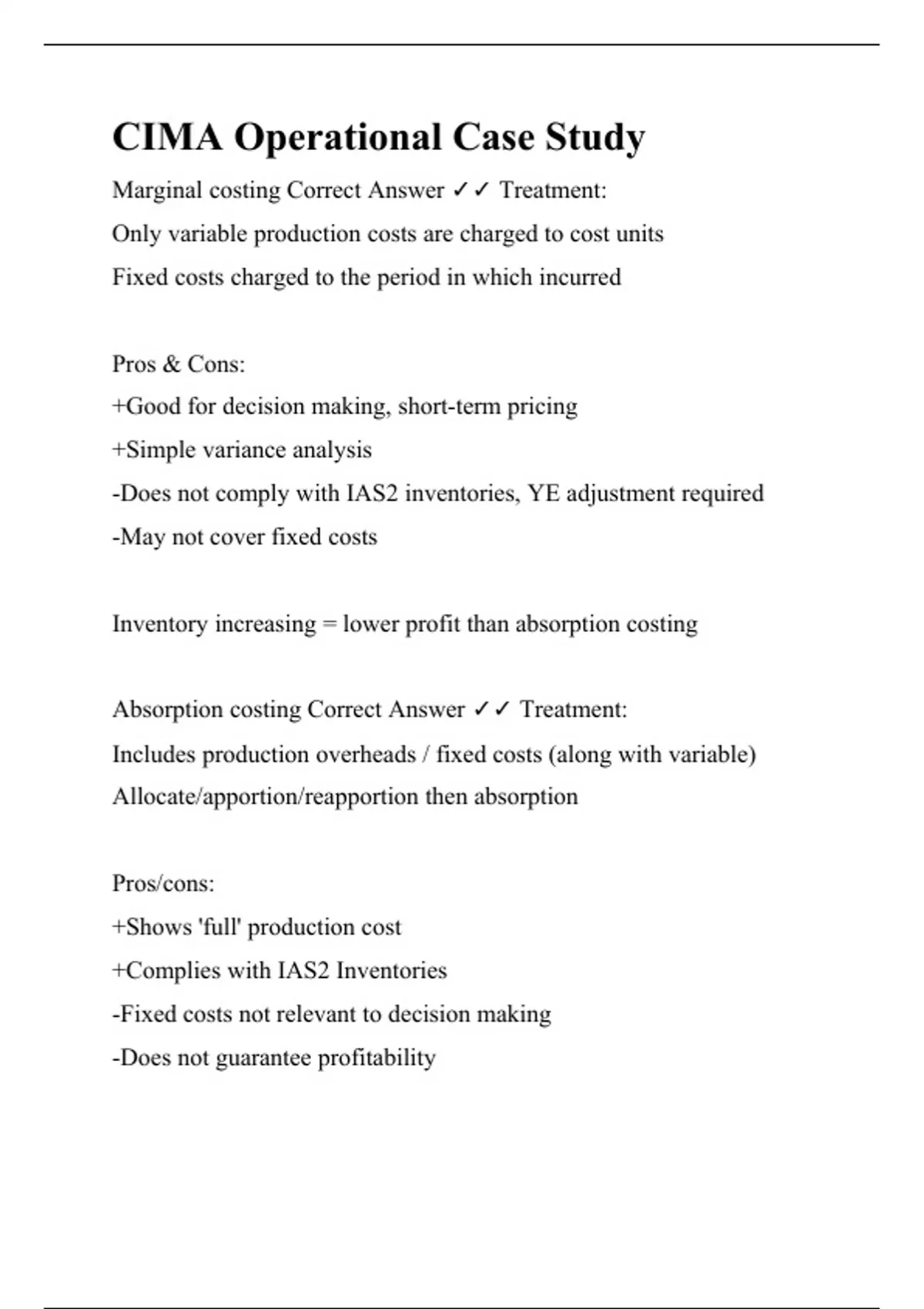 CIMA Operational Case Study - AJATC. - Stuvia US