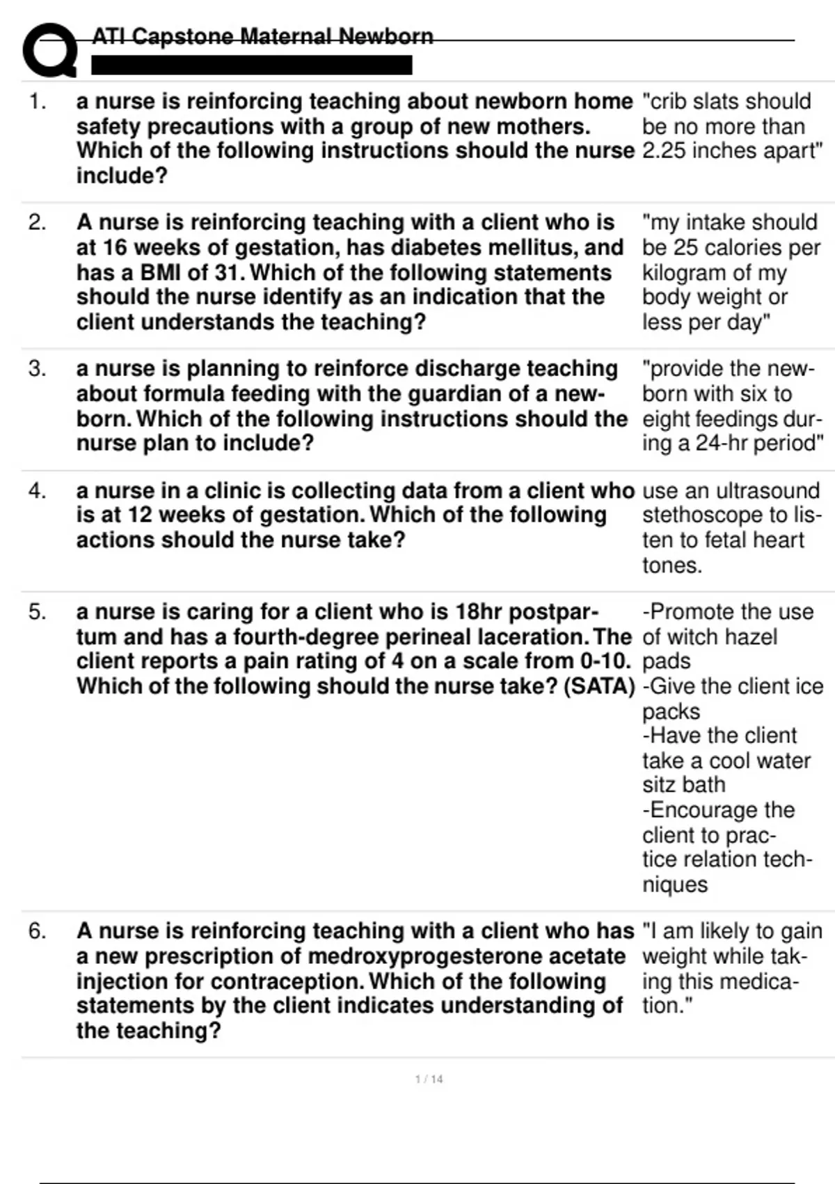 ATI Capstone Maternal Newborn Assessment 2024 Questions and Answers ...