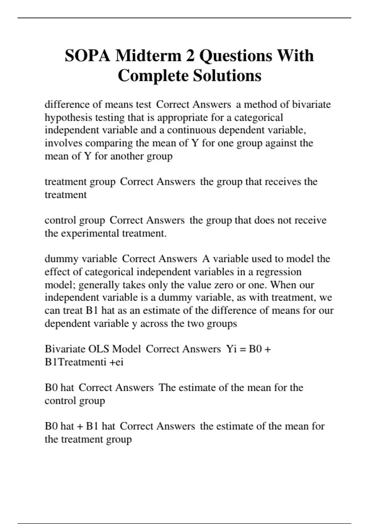 SOPA Midterm 2 Questions With Complete Solutions - SOPA - Stuvia US
