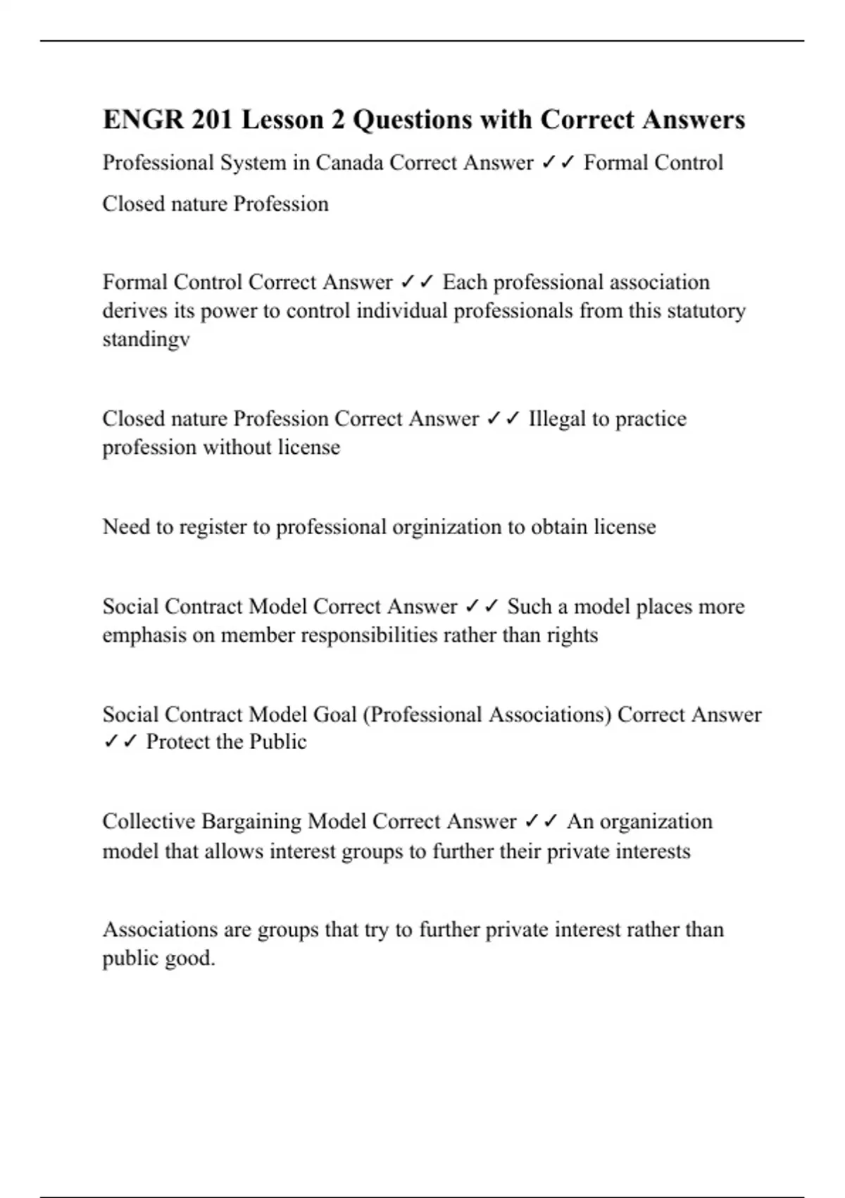 ENGR 201 Lesson 2 Questions with Correct Answers - MDLB 1221 - Stuvia US