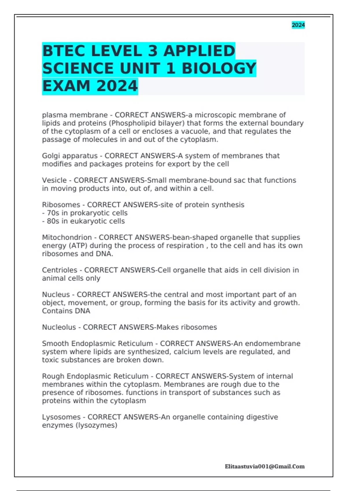 BTEC LEVEL 3 APPLIED SCIENCE UNIT 1 BIOLOGY EXAM 2024 BTEC LEVEL 3 BTEC LEVEL 3 APPLIED SCIENCE UNIT 1 BIOLOGY EXAM 2024 BTEC LEVEL 3