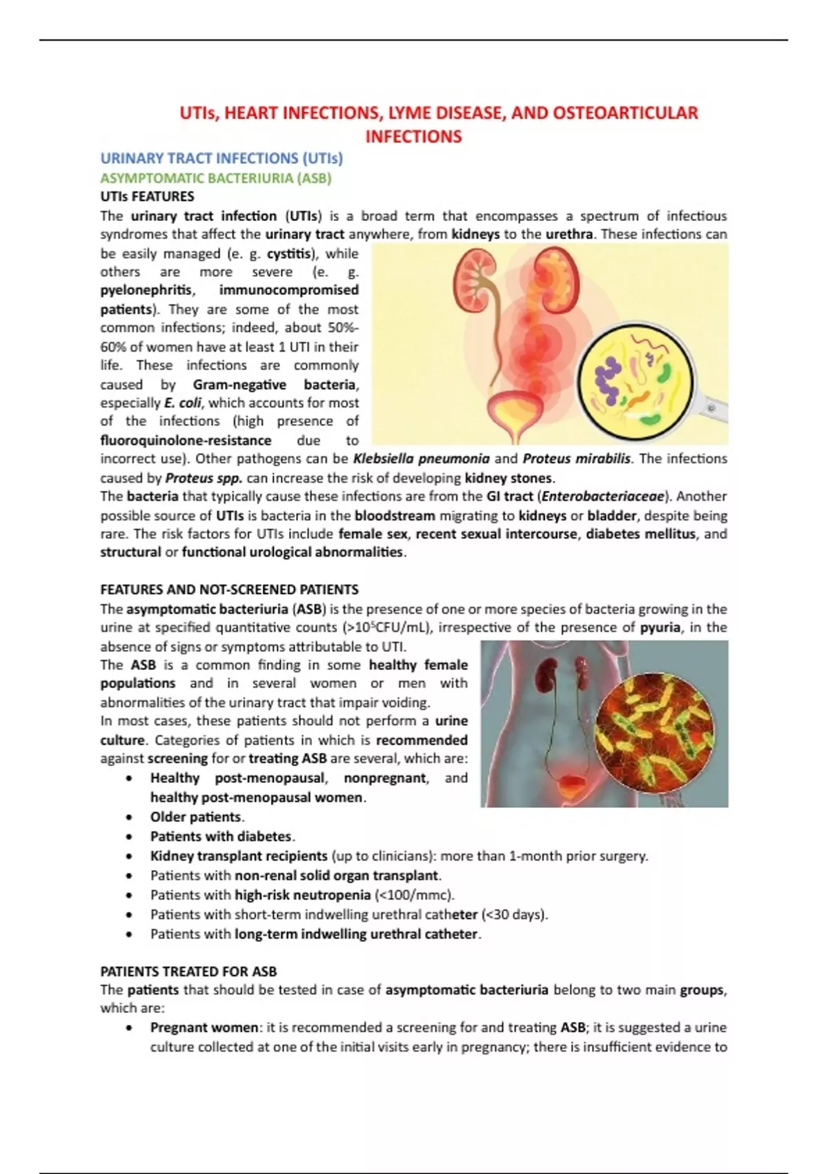 UTIs, HEART INFECTIONS, LYME DISEASE, AND OSTEOARTICULAR INFECTIONS ...