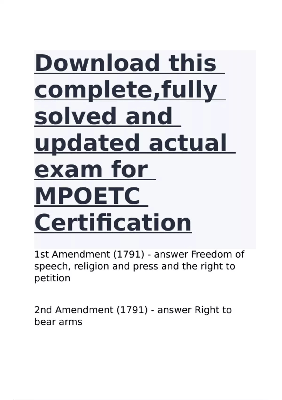 Download this complete,fully solved and updated actual exam for MPOETC ...