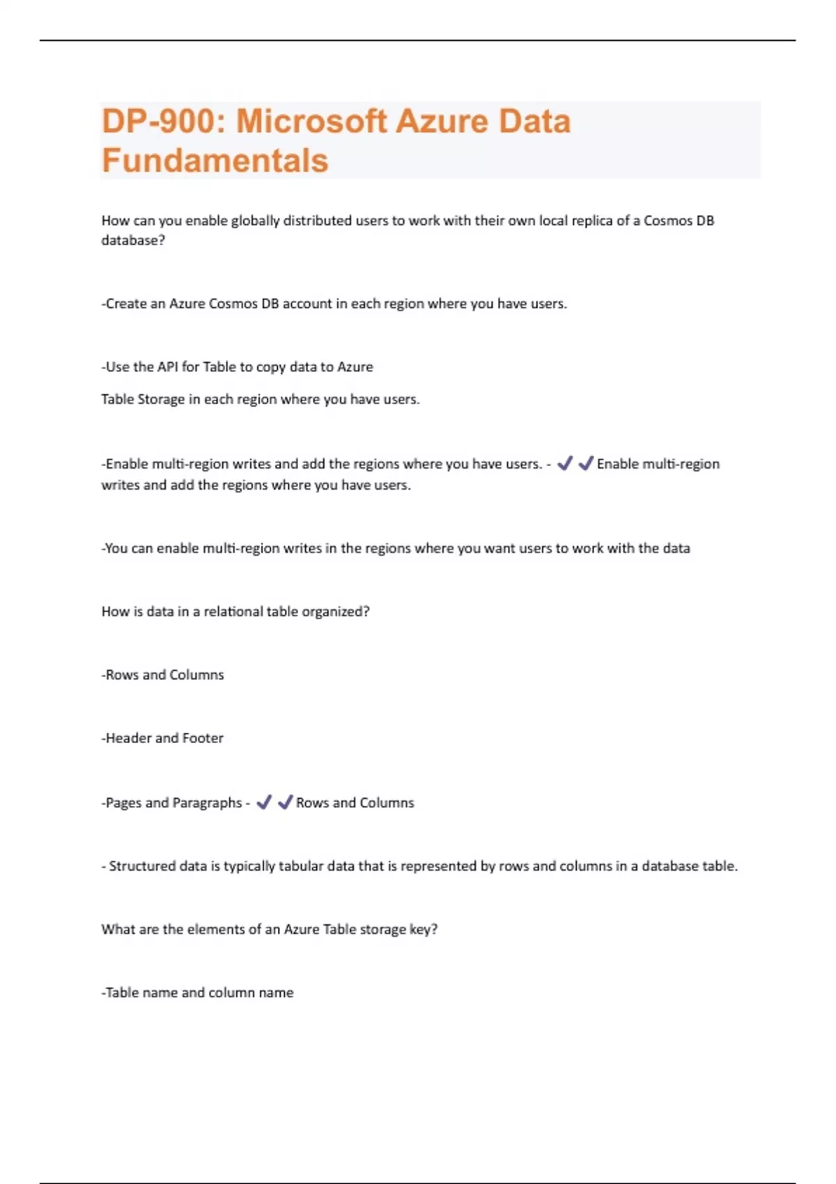 DP-900: Microsoft Azure Data Fundamentals Questions & Answers Solved 100% Correct!! - DP-900 ...