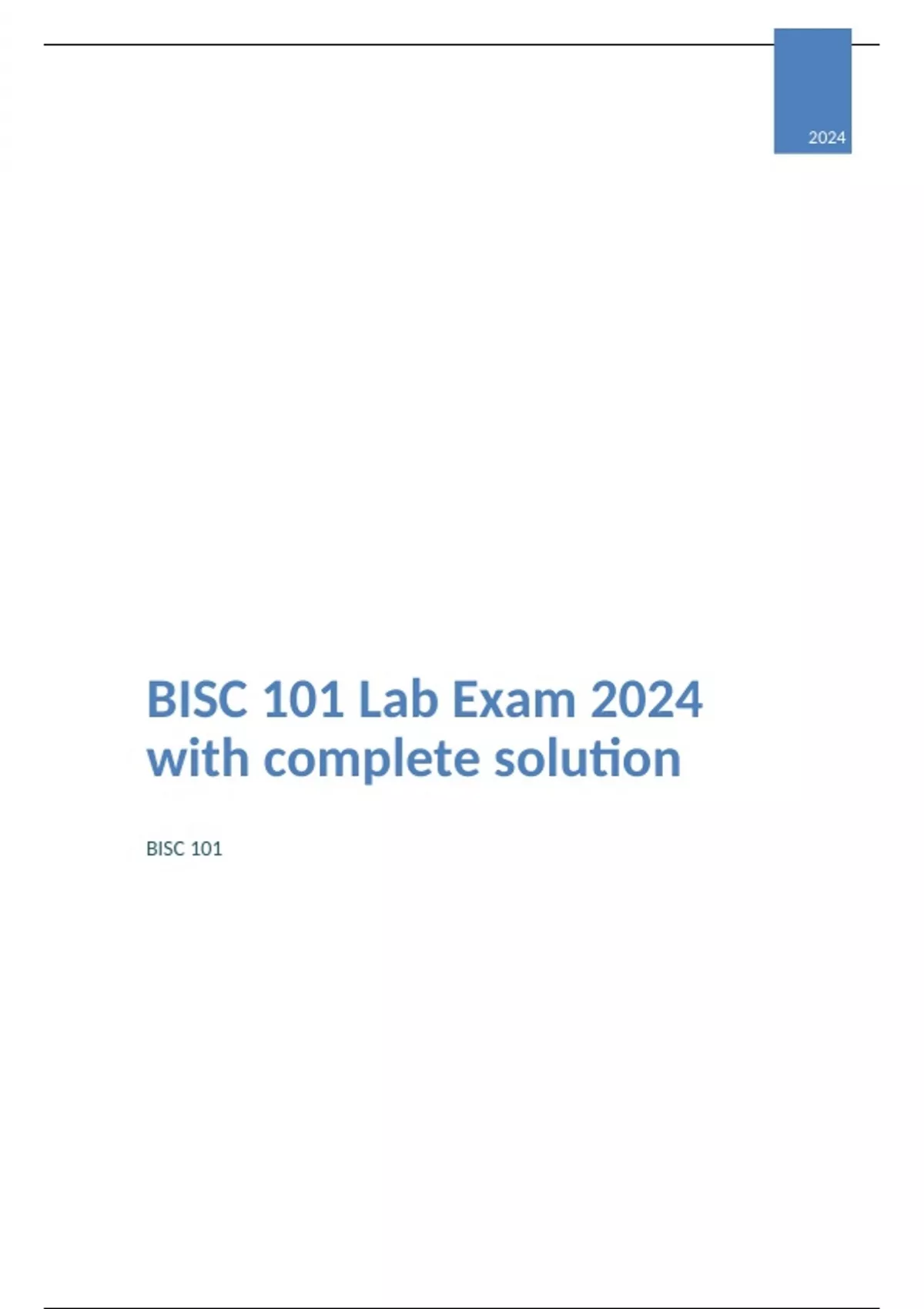BISC 101 Lab Exam 2024 with complete solution;Simon Fraser University ...