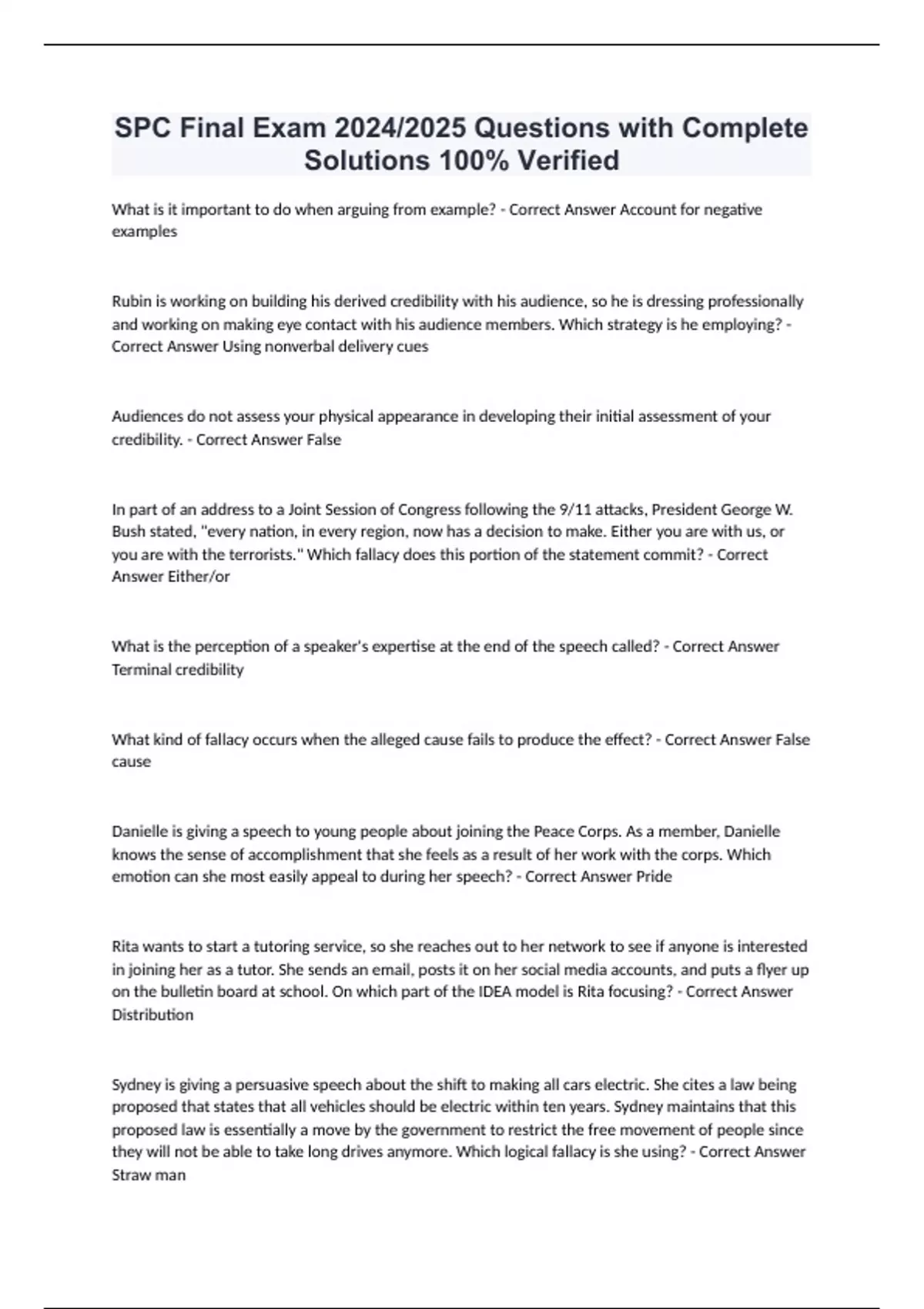 SPC Final Exam 2024/2025 Questions with Complete Solutions 100% ...