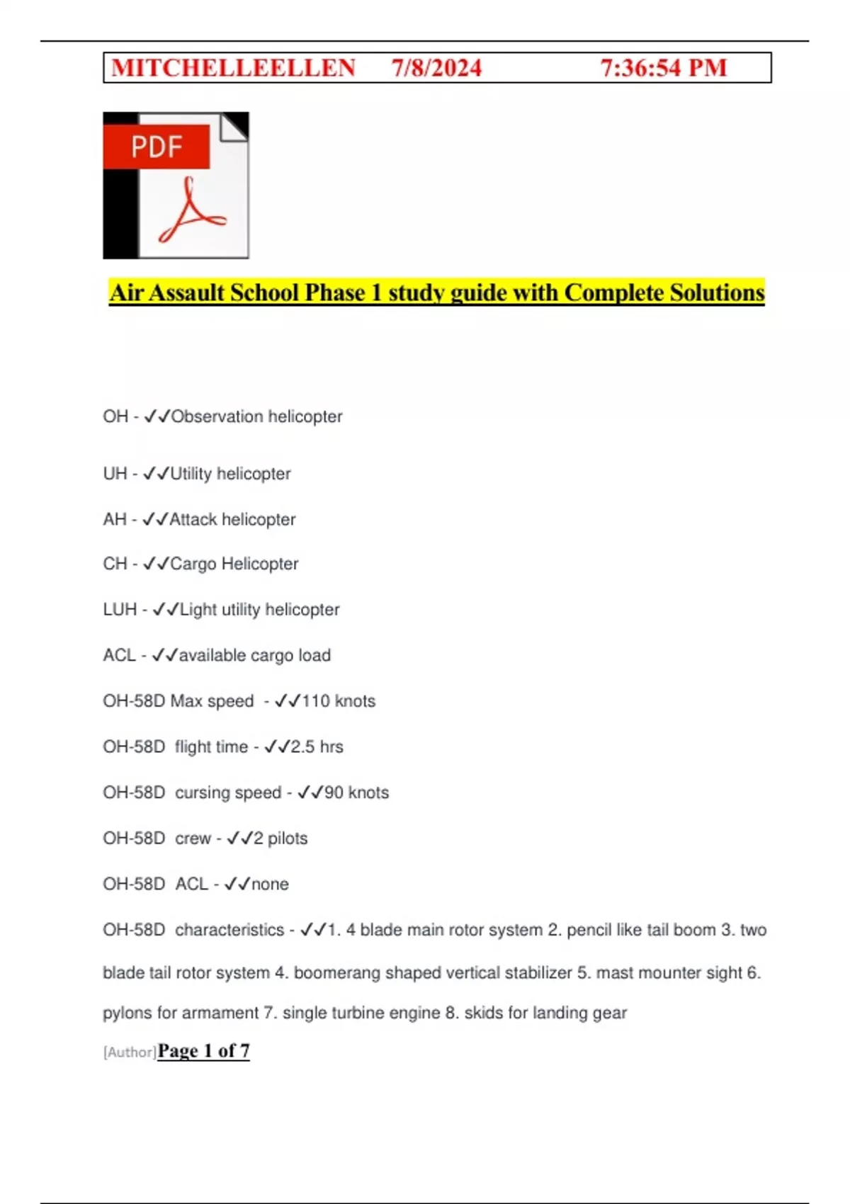 Air Assault School Phase 1 study guide with Complete Solutions - Air ...