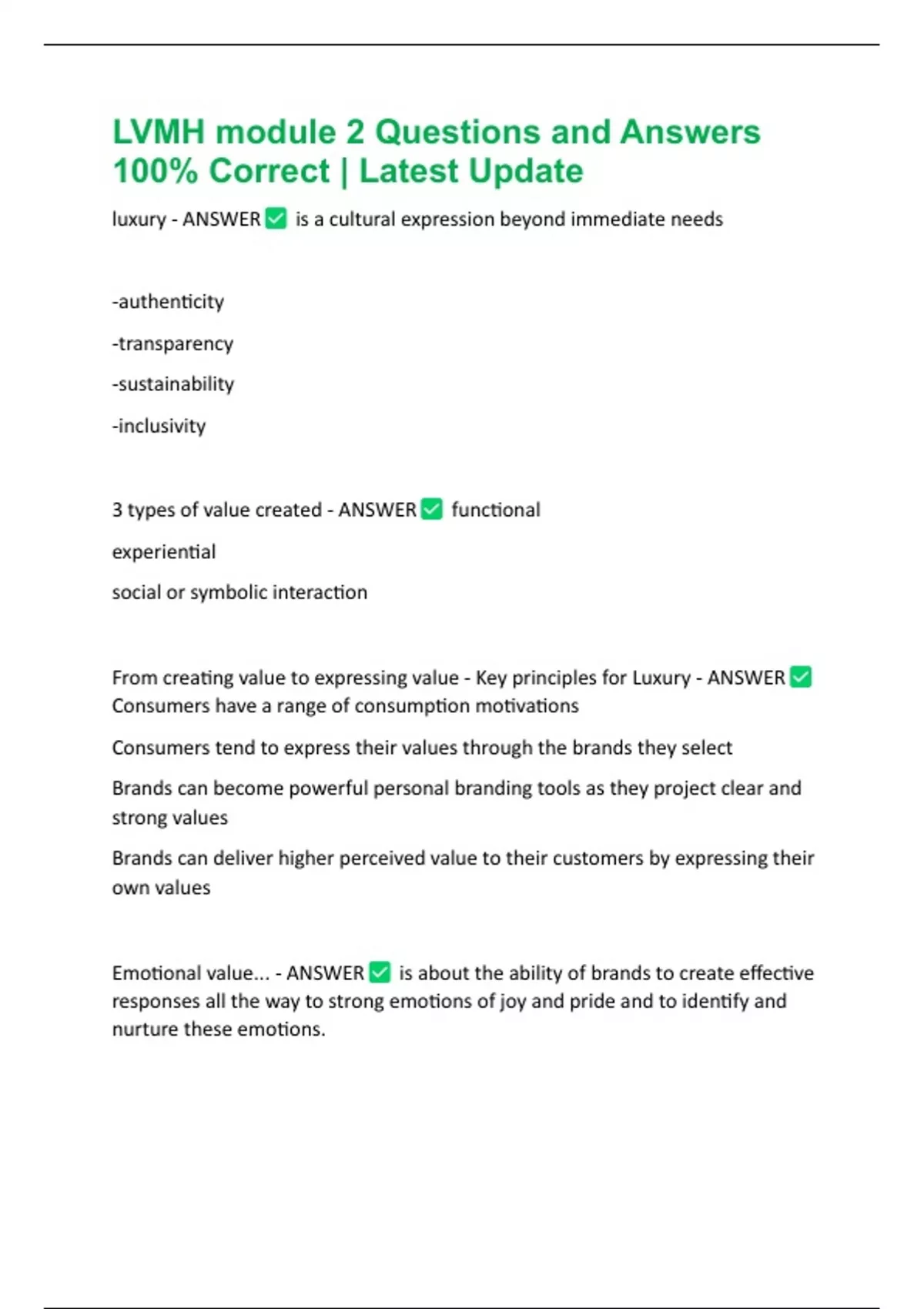 LVMH module 2 Questions and Answers 100% Correct | Latest Update ...
