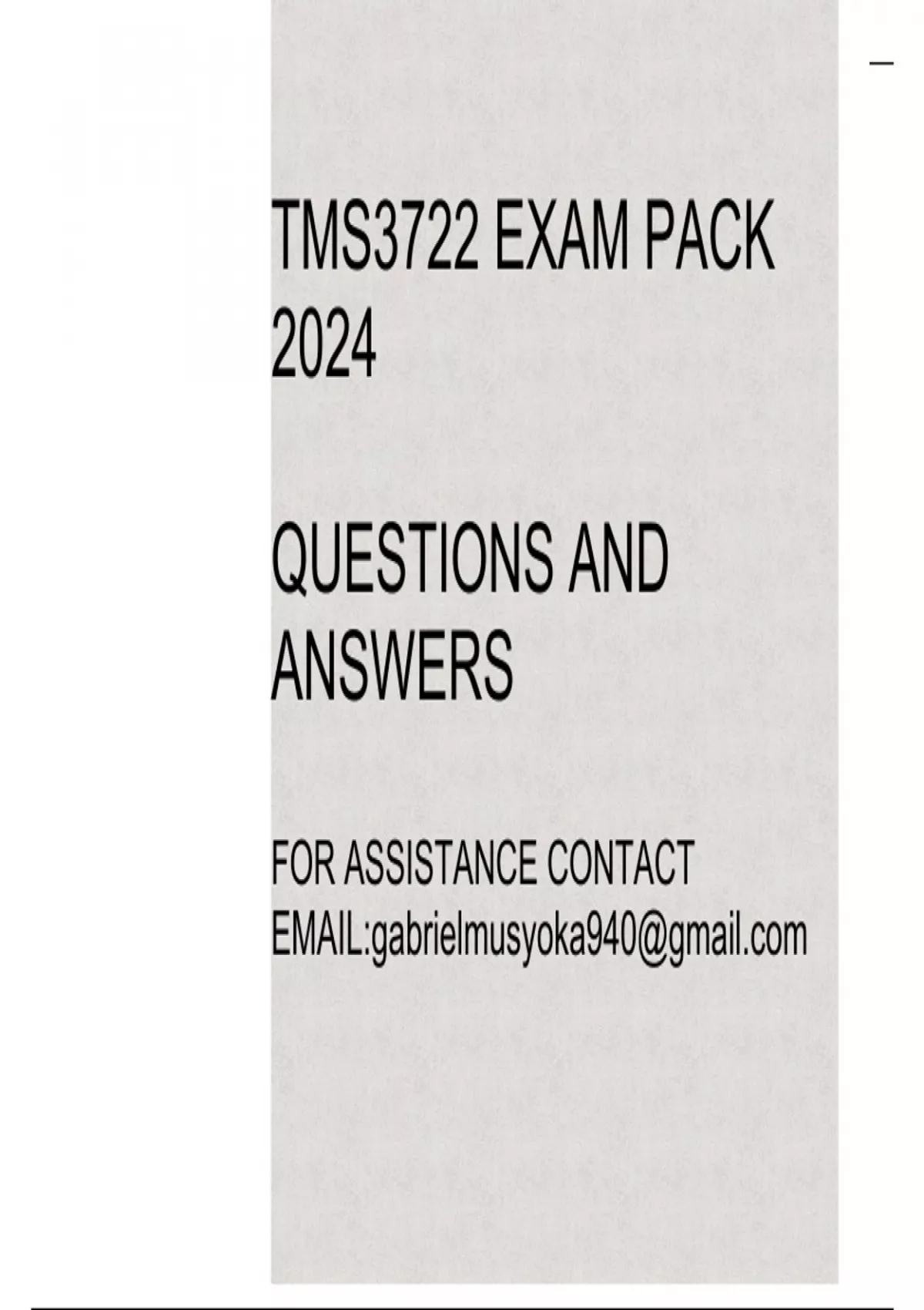 TMS3722 Exam pack 2024(Questions and answers) - TMS3722 - Stuvia SA