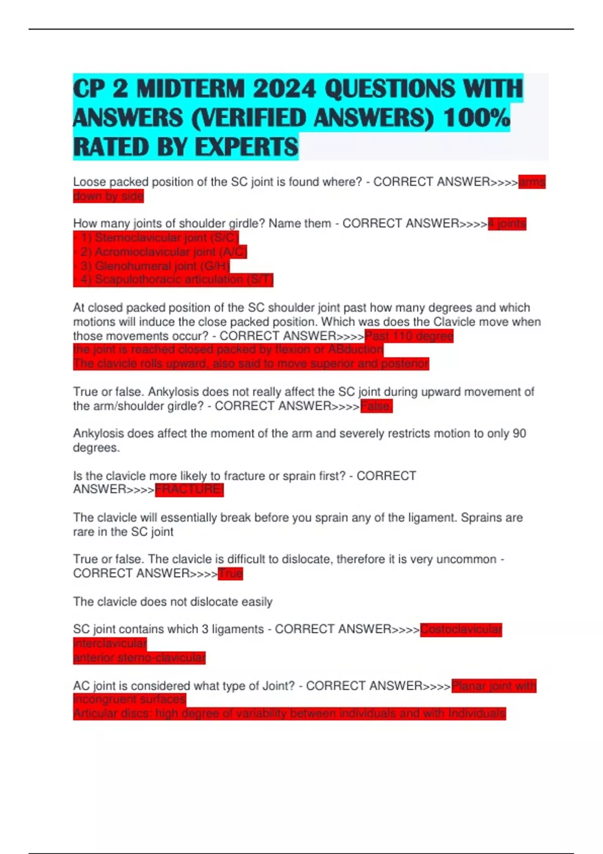 CP 2 MIDTERM 2024 QUESTIONS WITH ANSWERS (VERIFIED ANSWERS) 100% RATED BY EXPERTS - CP 2 2024 ...