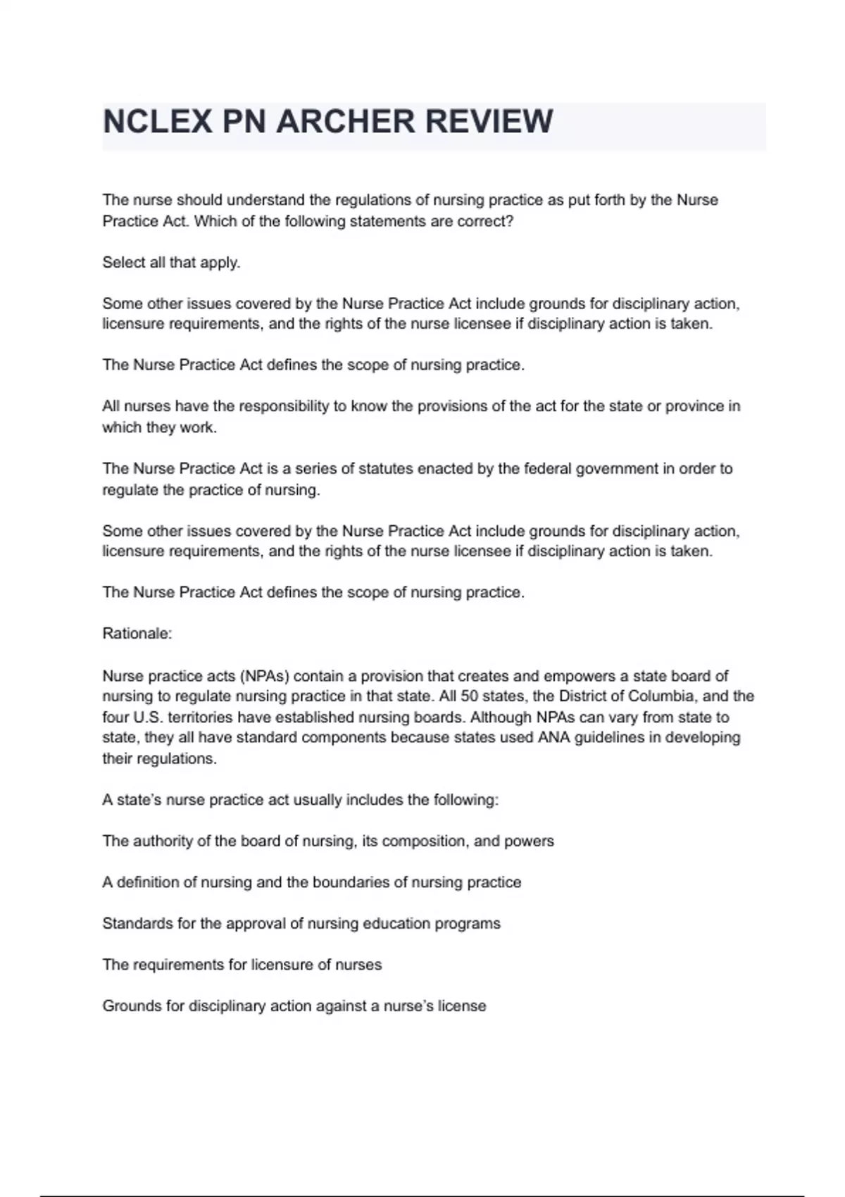 NCLEX PN ARCHER REVIEW EXAM 2024/2025 QUESTIONS WITH COMPLETED ...