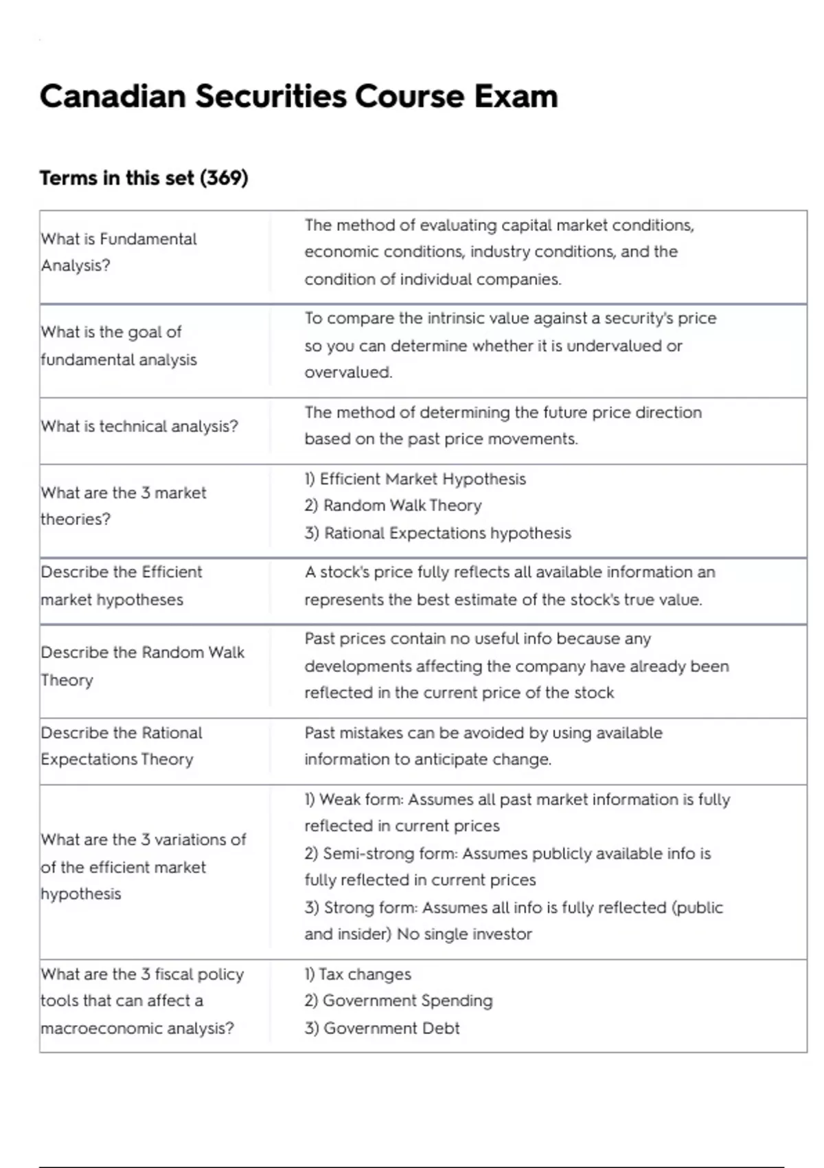 CSC CANADIAN SECURITIES COURSE EXAM NEWEST ACTUAL EXAM - CSC CANADIAN ...
