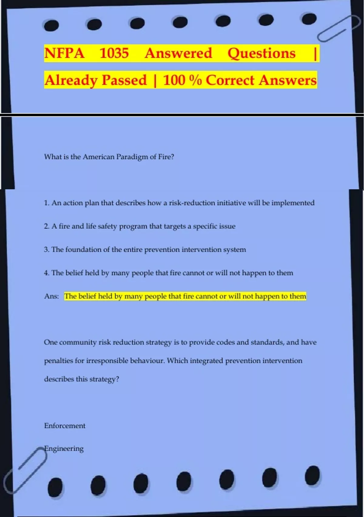 NFPA 1035 Answered Questions | Already Passed | 100 % Correct Answers ...