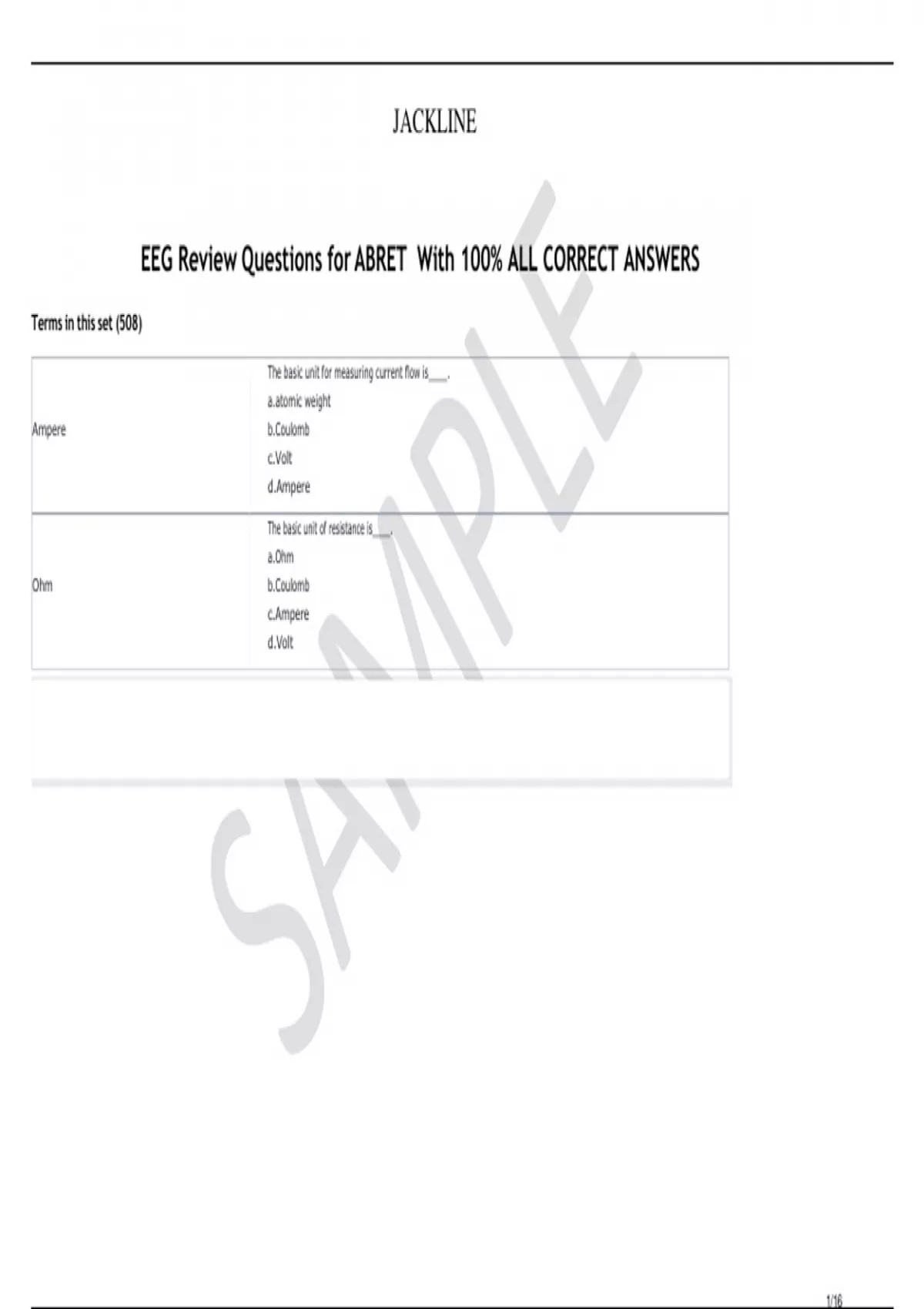 EEG Review Questions for ABRET With 100% ALL CORRECT ANSWERS - Physics ...