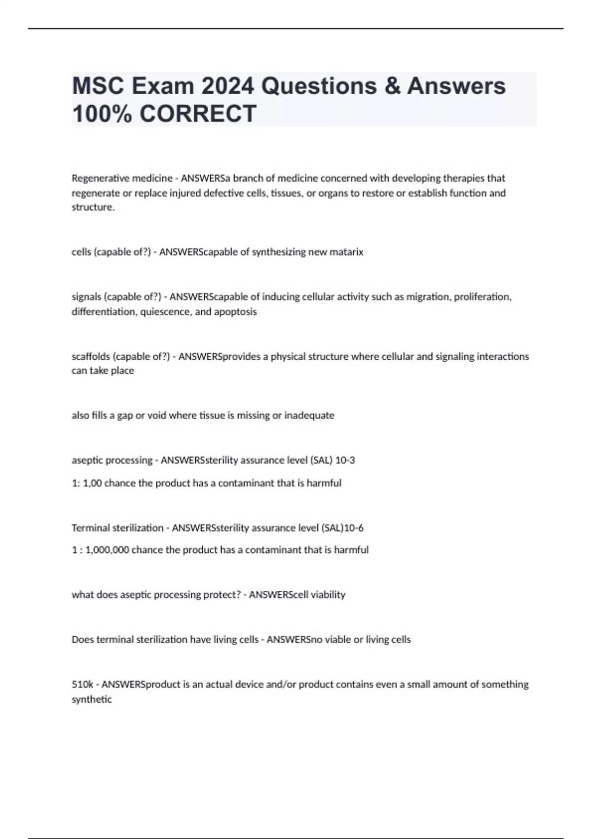 MSC Exam 2024 Questions & Answers 100% CORRECT - MSC - Stuvia US