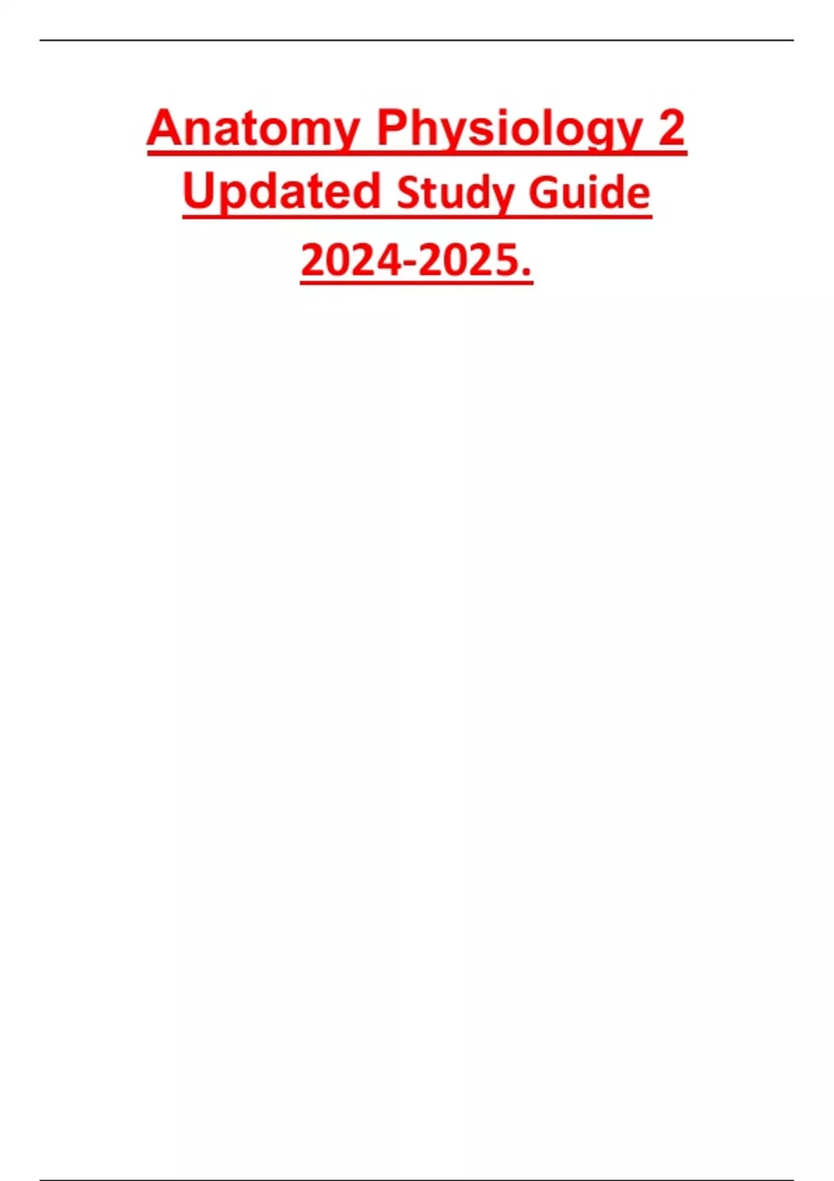 Summary Anatomy Physiology 2 Updated Study Guide . - Anatomy Physiology ...
