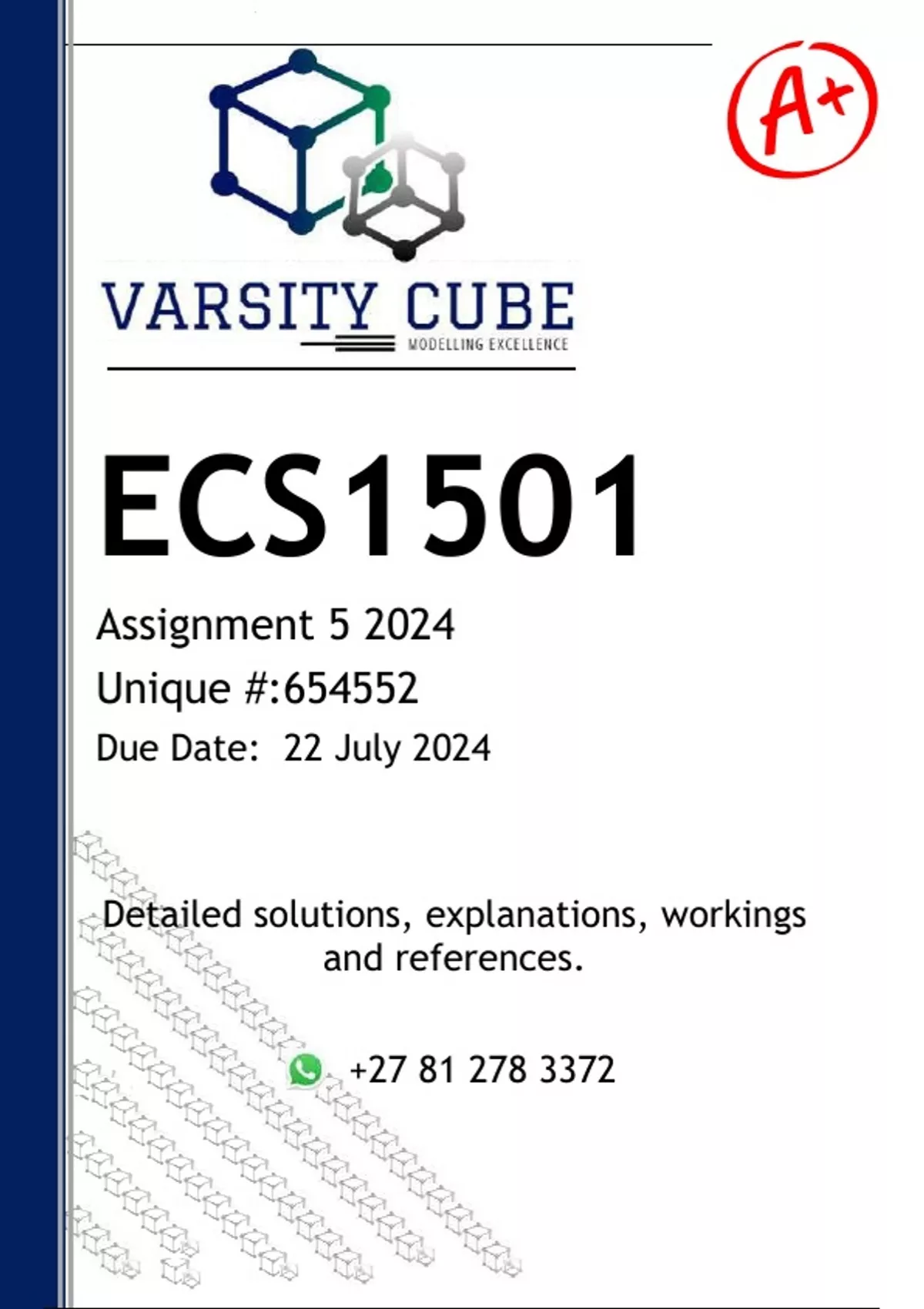ECS1501 Assignment 5 (DETAILED ANSWERS) 2024 - DISTINCTION GUARANTEED - Economics IA (ECS1501 ...