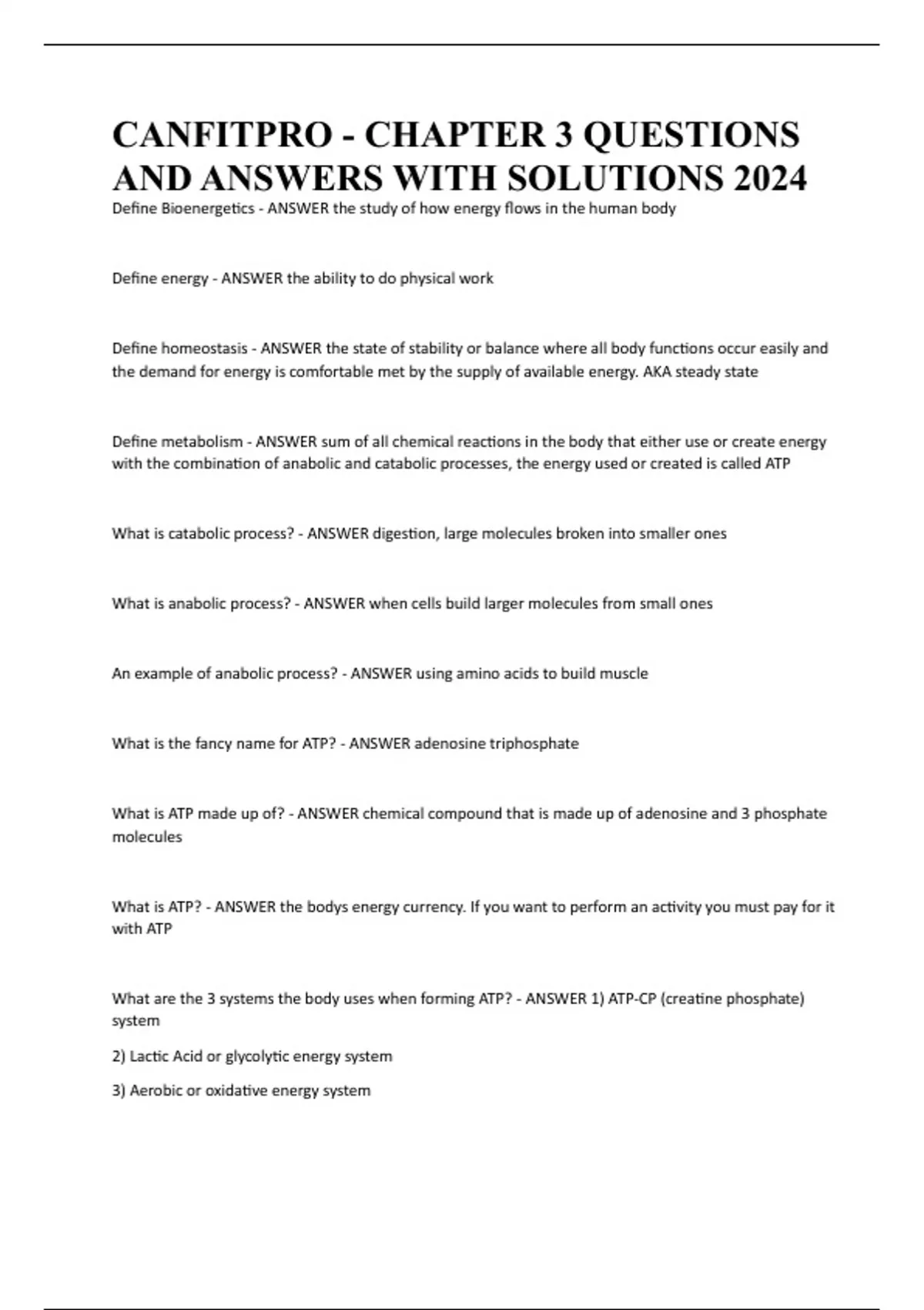 CANFITPRO CHPT 6- MUSCULAR ANATOMY QUESTIONS AND ANSWERS WITH SOLUTIONS 2024 - CanfitPro - Stuvia US