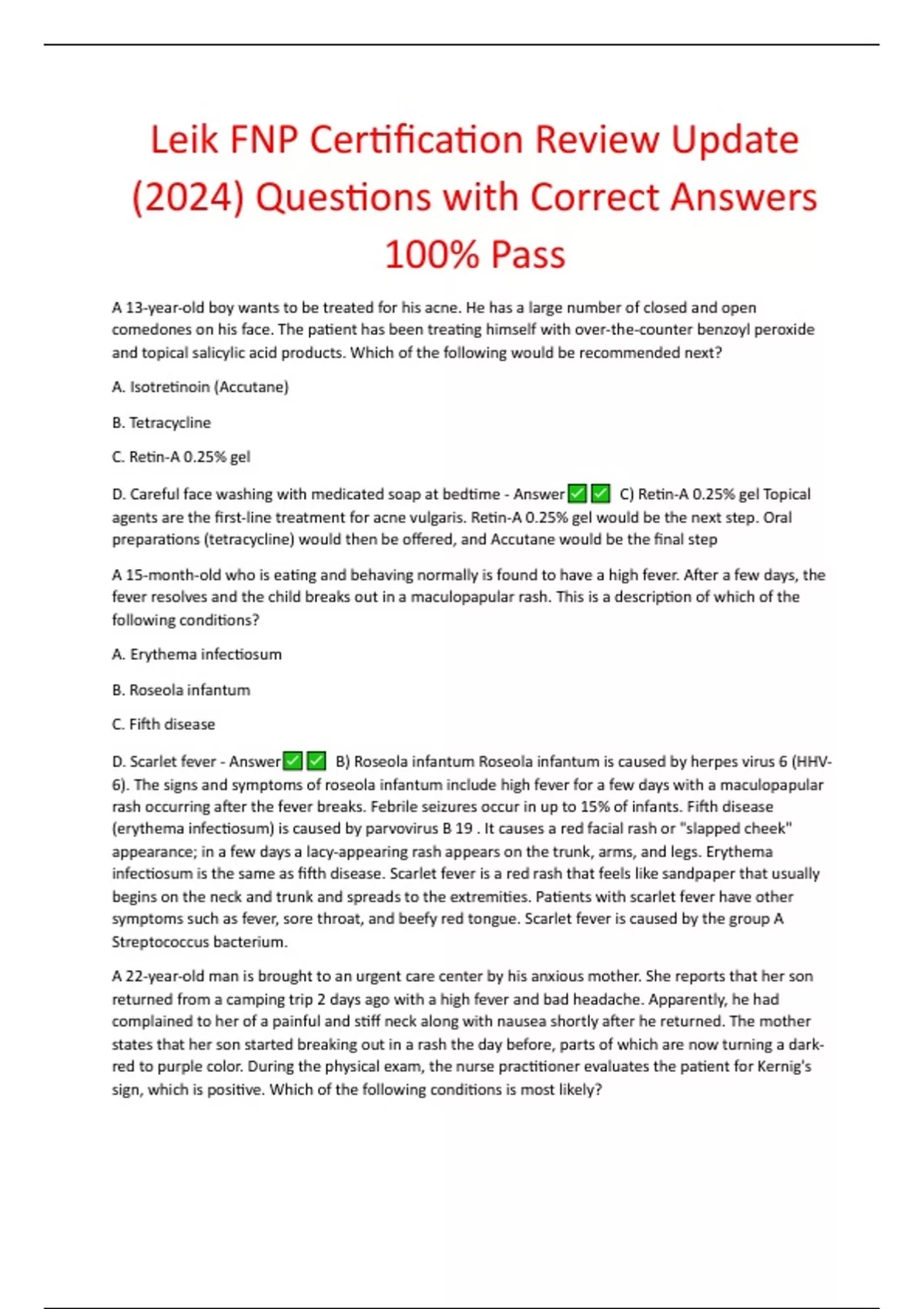 Leik FNP Certification Review Update (2024) Questions with Correct ...