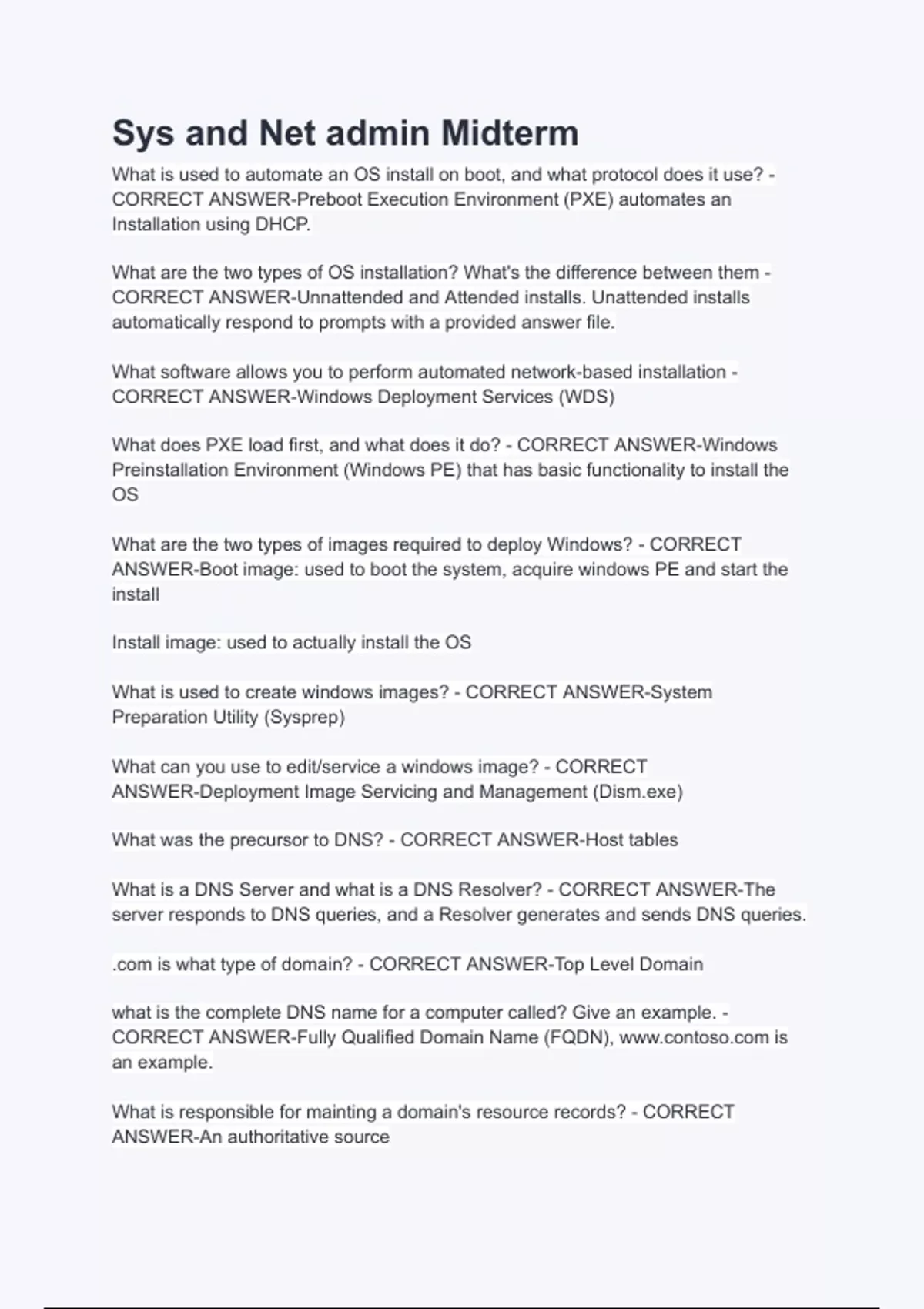 Sys and Net admin Midterm ( Answers for each questions with lots of ...