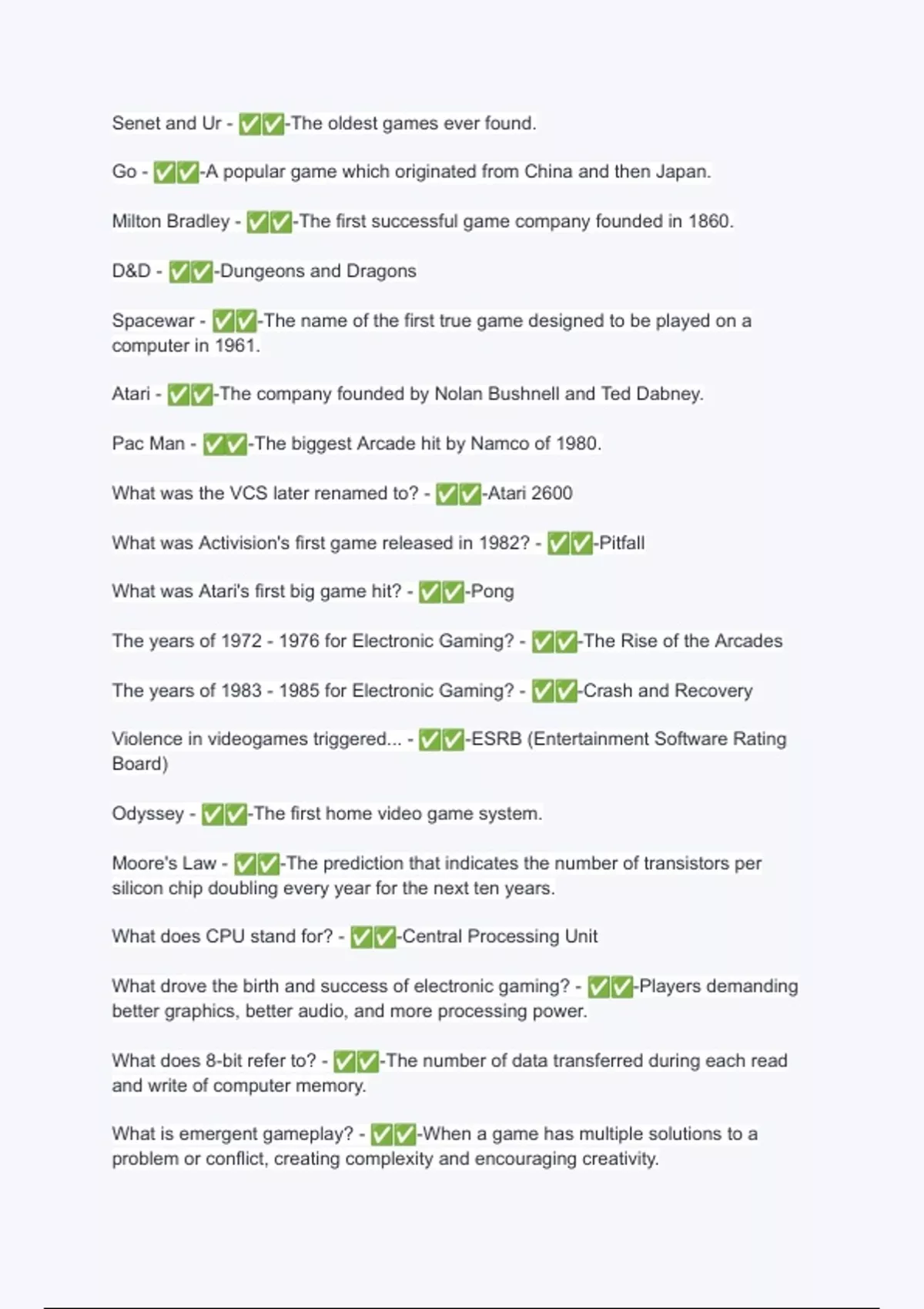 Game Design Final Exam Flashcards Answers for each questions with lots ...