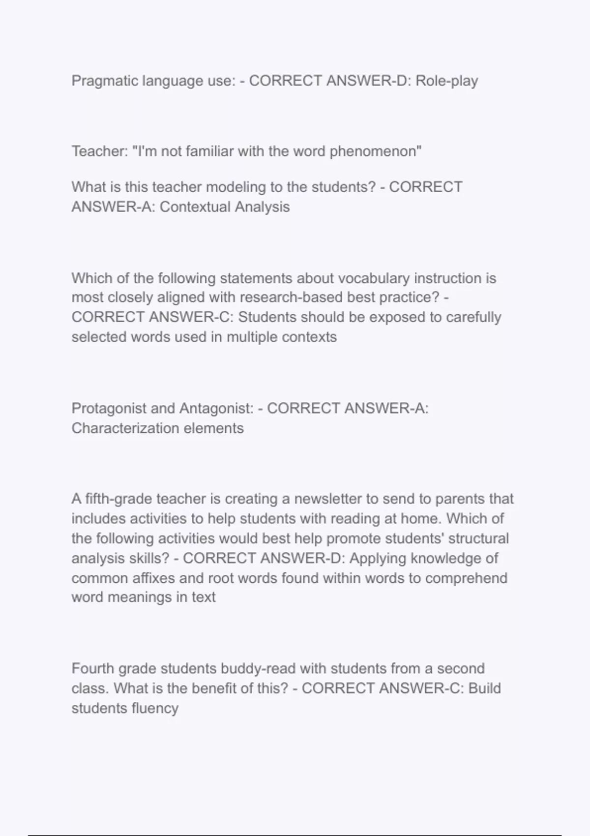 CORE-ELAR (Practice) Answers for each questions with lots of details ...