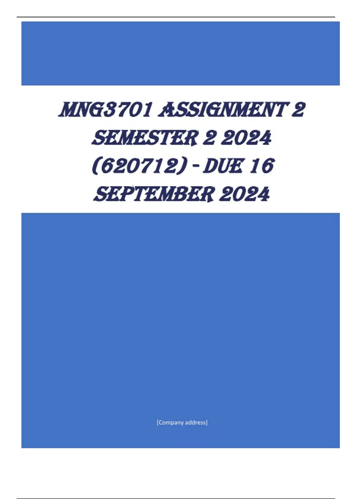 MNG3701 Assignment 2 Semester 2 2024 (620712) - DUE 16 September 2024 ...