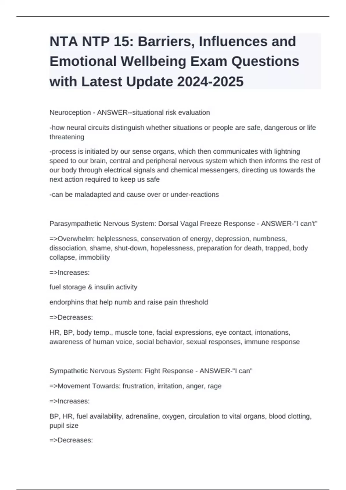 NTA NTP 15: Barriers, Influences and Emotional Wellbeing Exam Questions ...