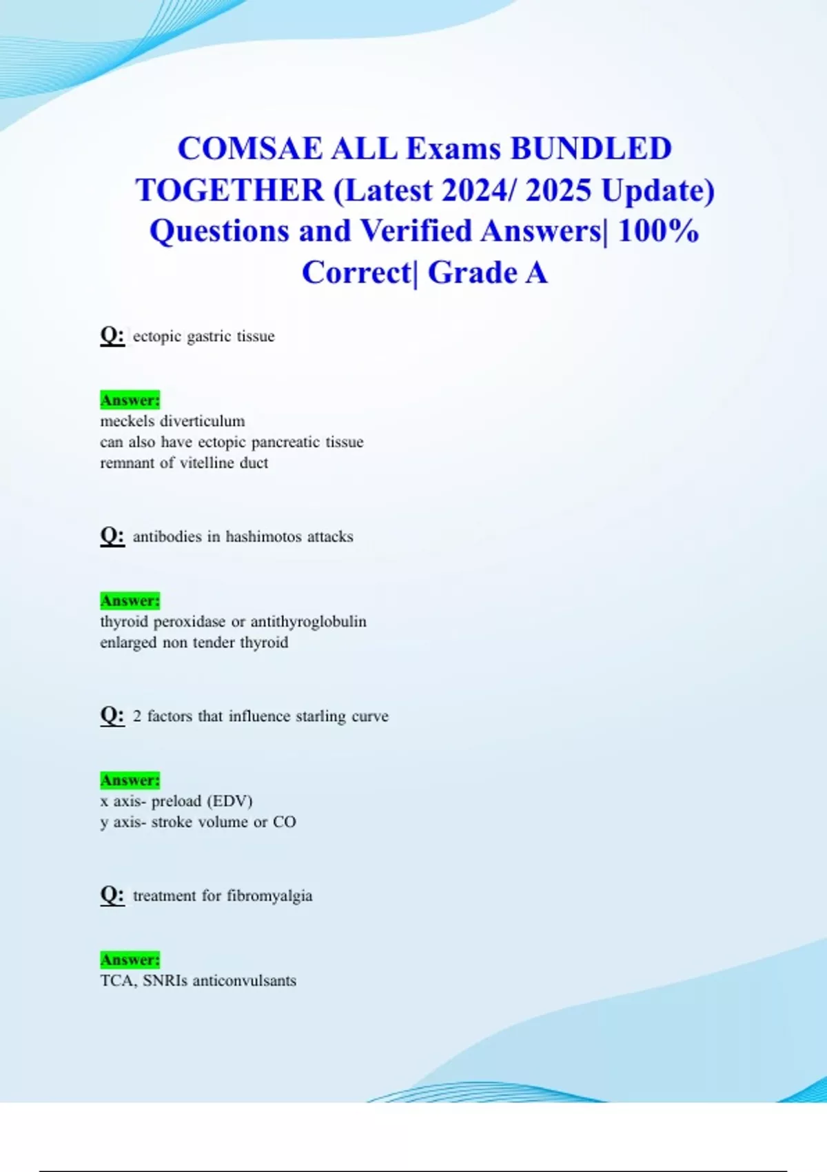 COMSAE ALL Exams BUNDLED TOGETHER (Latest 2024/ 2025 Update) Questions ...