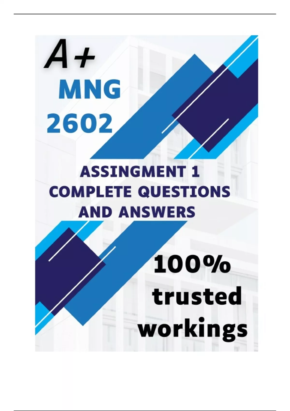 Mng2602 Assignment 1 Complete Answers Semester 2 2024 Due 28 August