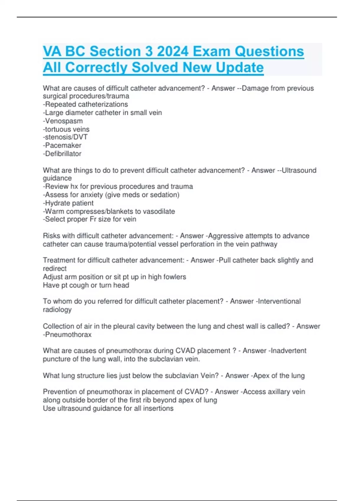 VA BC Section 3 2024 Exam Questions All Correctly Solved New Update - VA BC - Stuvia US