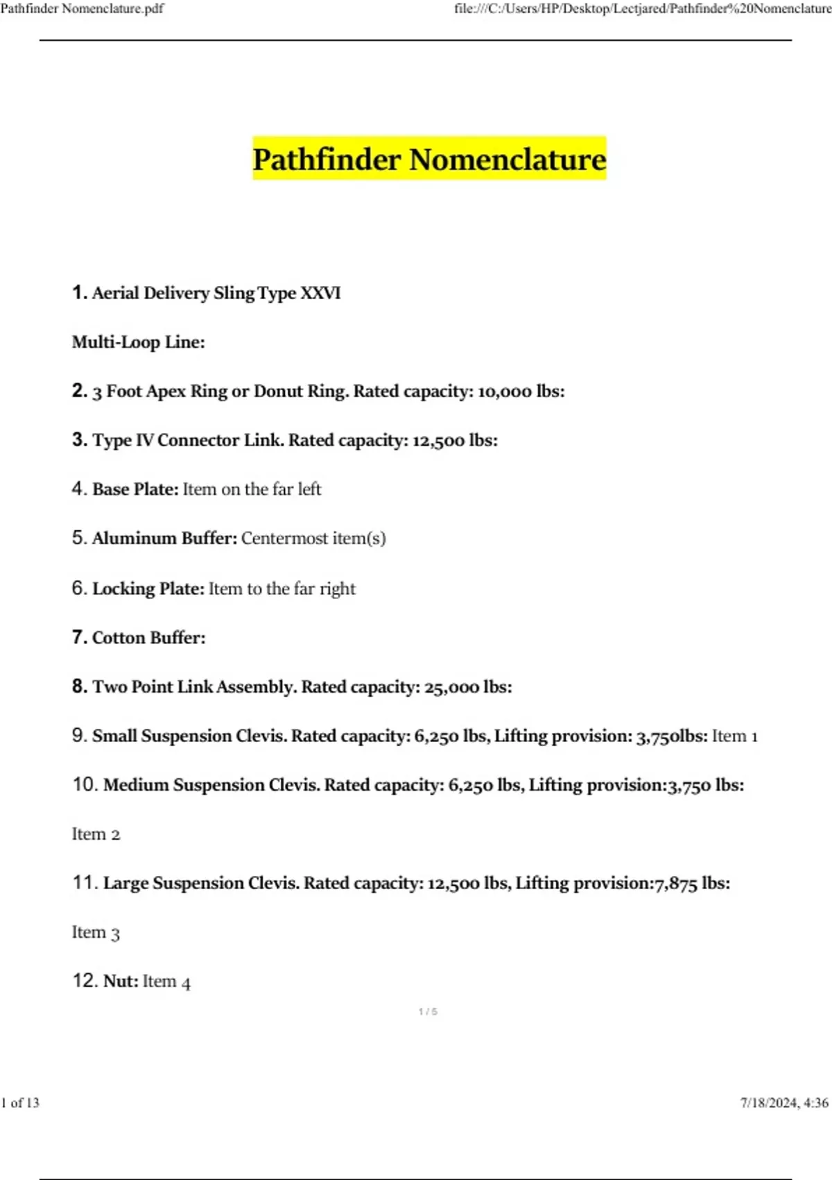 Pathfinder Nomenclature 2024 Questions and Answers Updated (2024 / 2025 ...