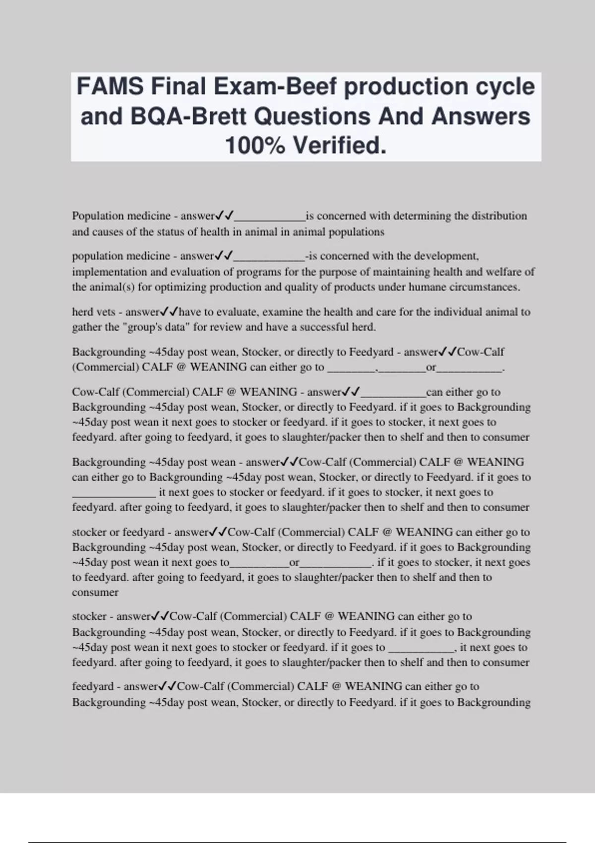 FAMS Final Exam-Beef production cycle and BQA-Brett Questions And ...