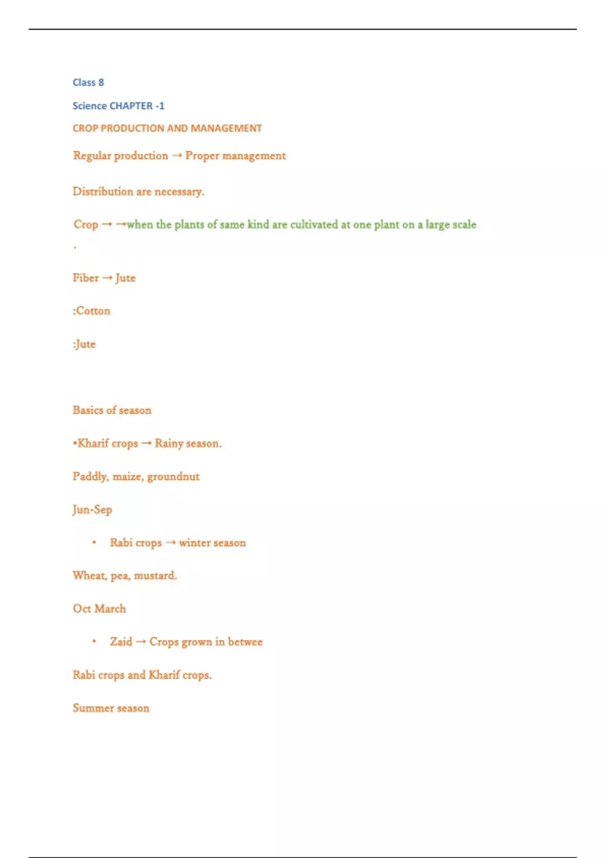 Class 8 science chapter 1 crop production and management notes ...