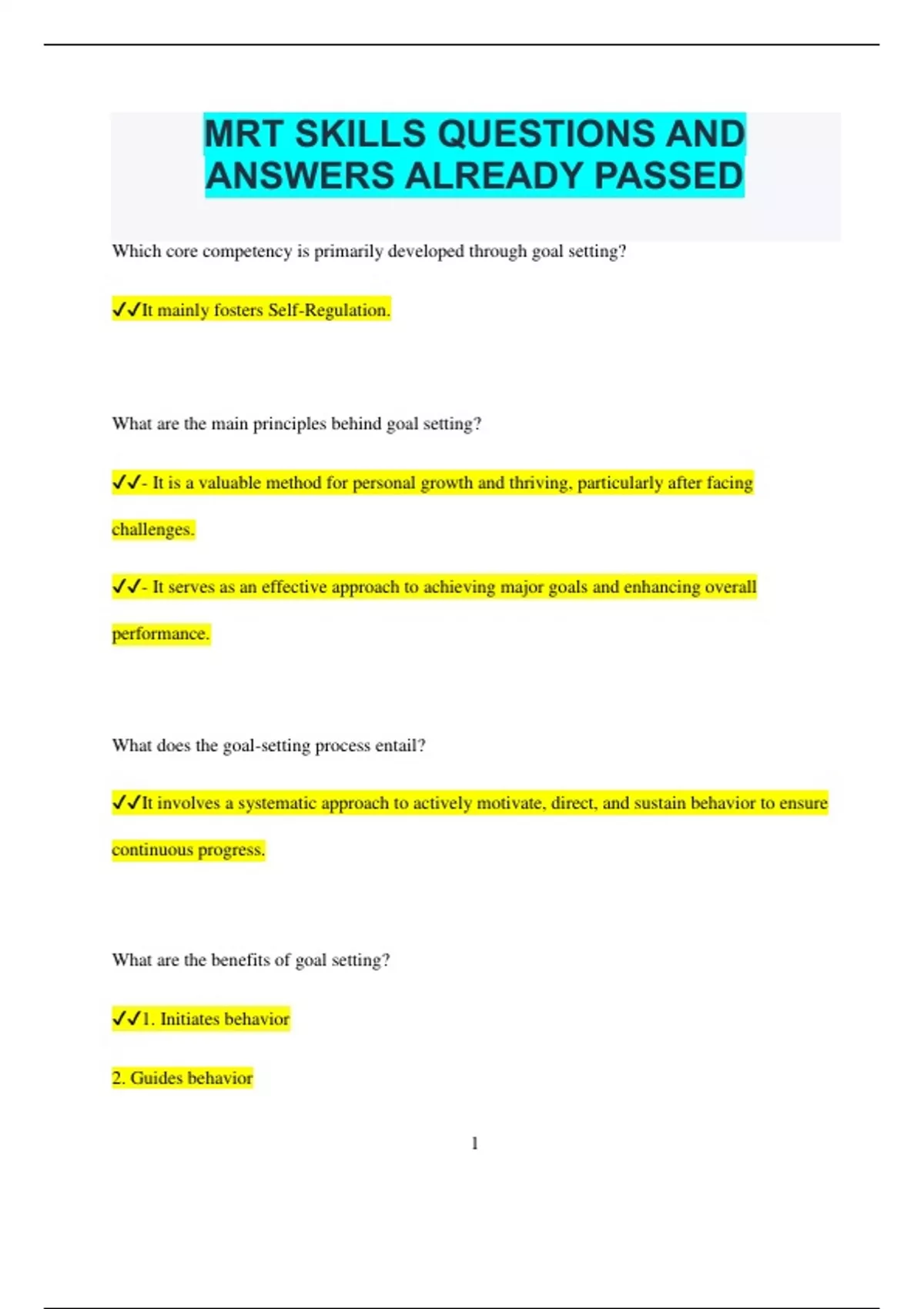 Master Resilience Training (MRT) Bundled Exams Questions and Answers ...